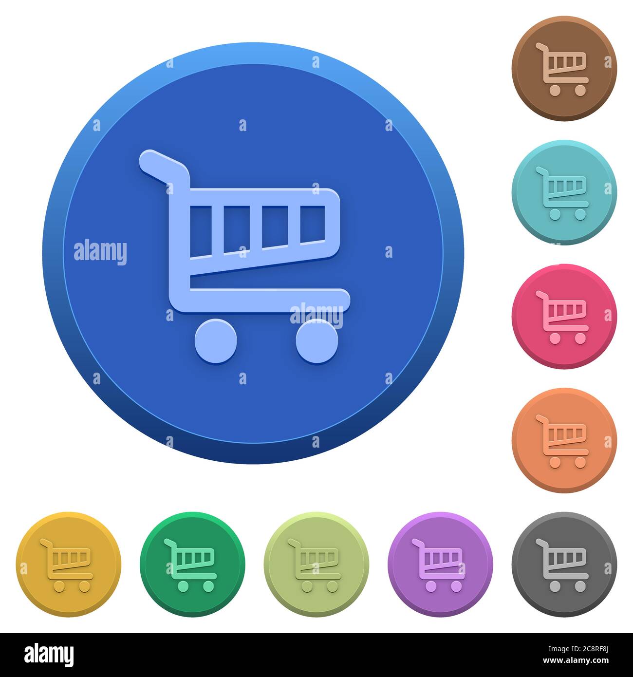 Set of round color embossed shopping cart buttons Stock Vector Image ...