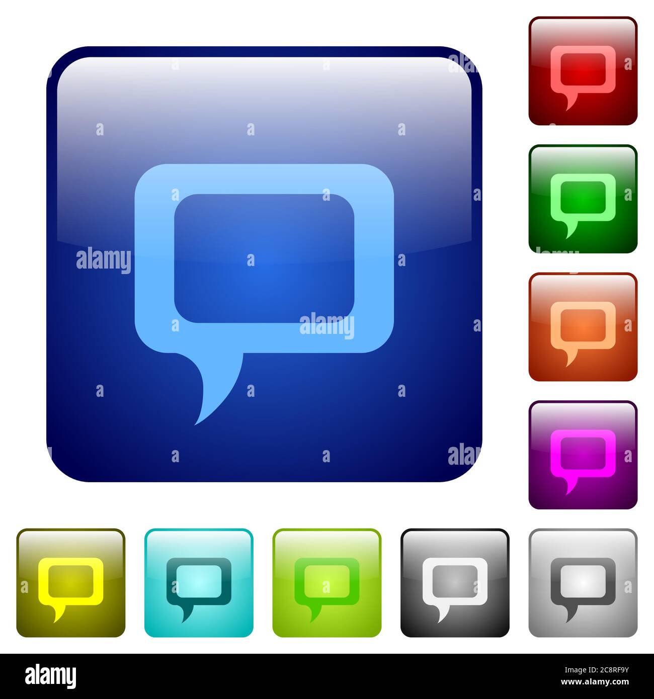 Set of comment color glass rounded square buttons Stock Vector Image & Art - Alamy