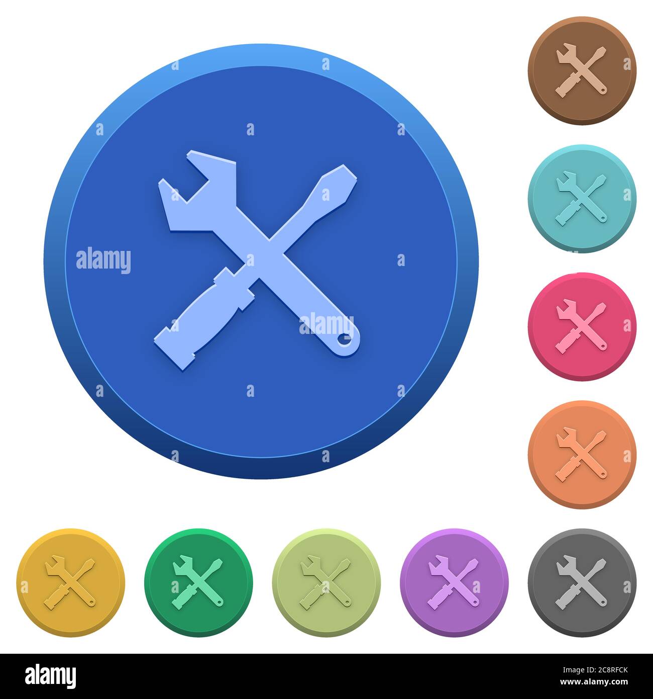 Set of round color embossed tools buttons Stock Vector Image & Art - Alamy
