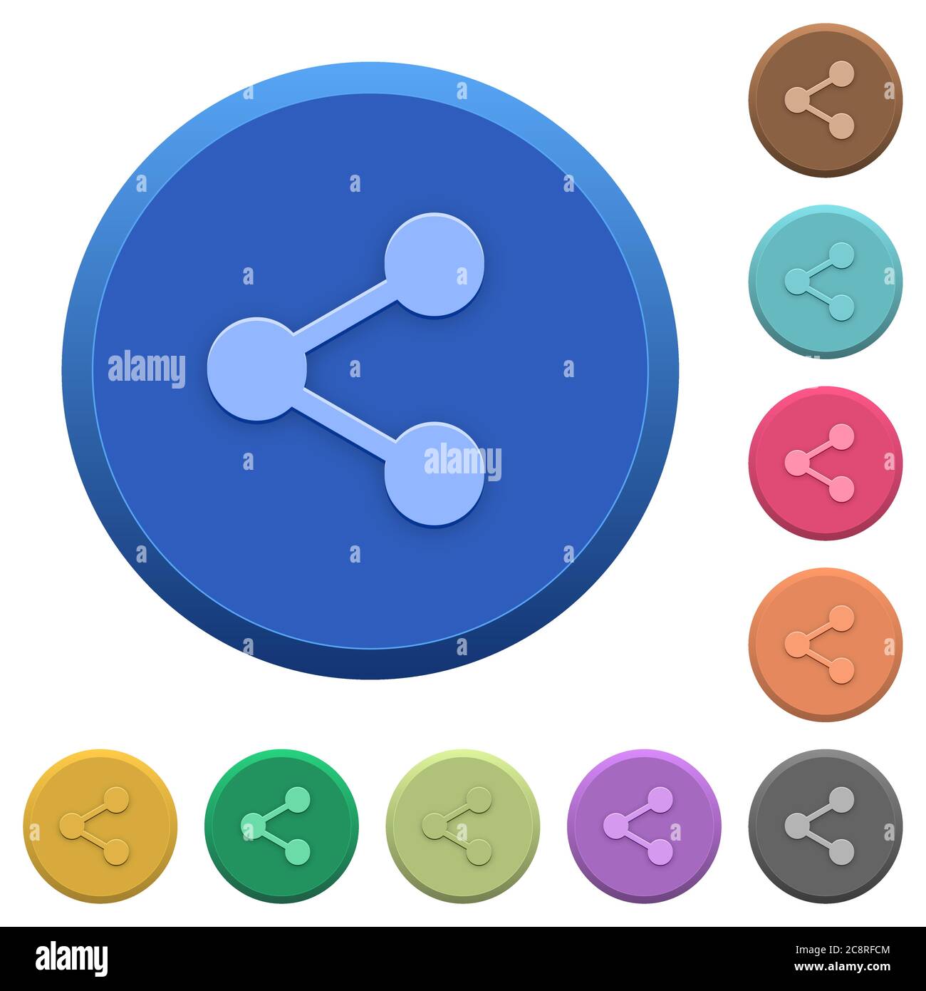 Set of round color embossed share buttons Stock Vector Image & Art - Alamy