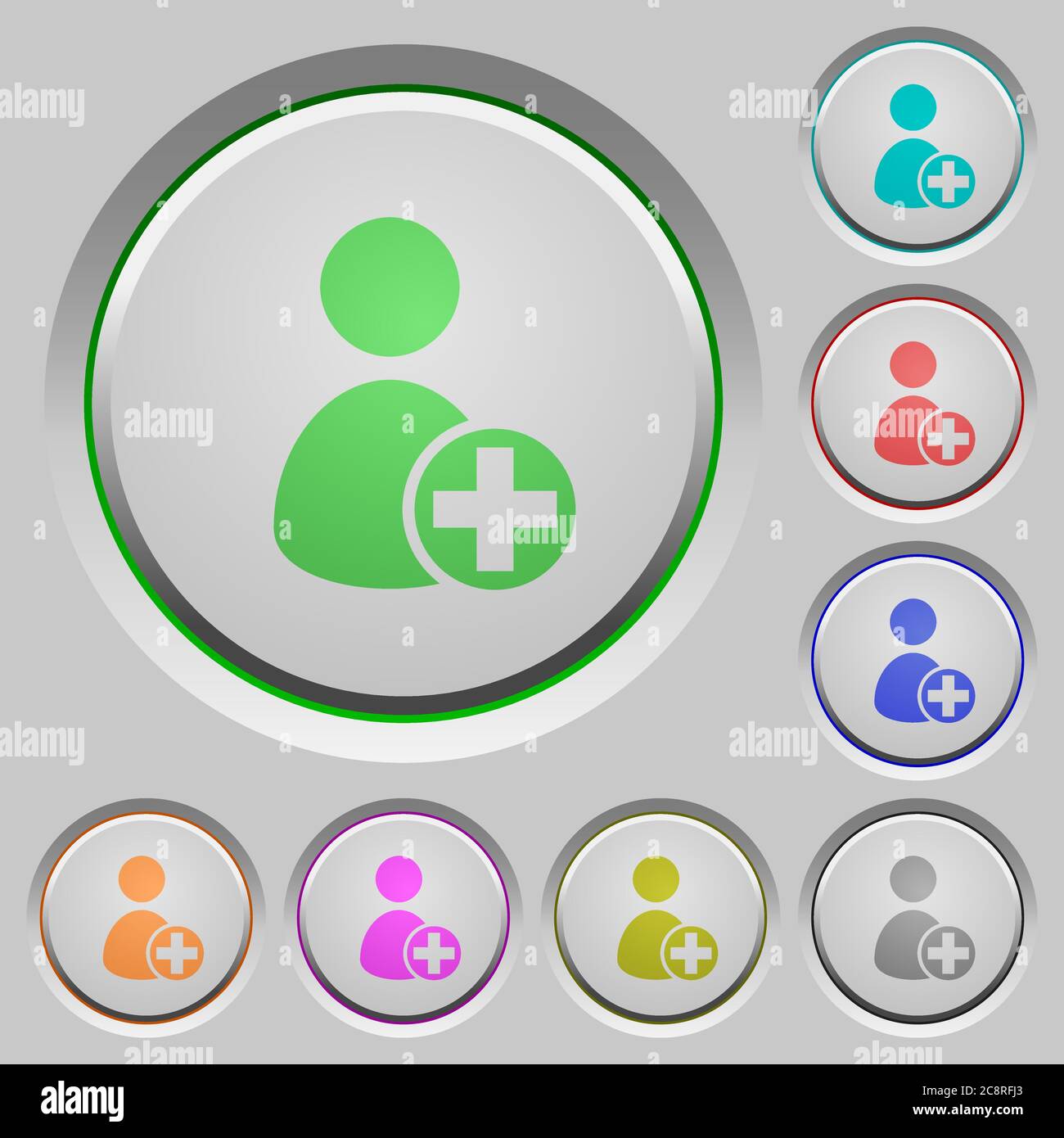 Set of color Add new user sunk push buttons Stock Vector Image & Art ...