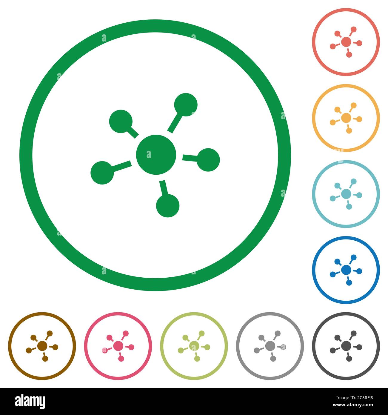 Set of Connect color round outlined flat icons on white background Stock Vector Image & Art - Alamy