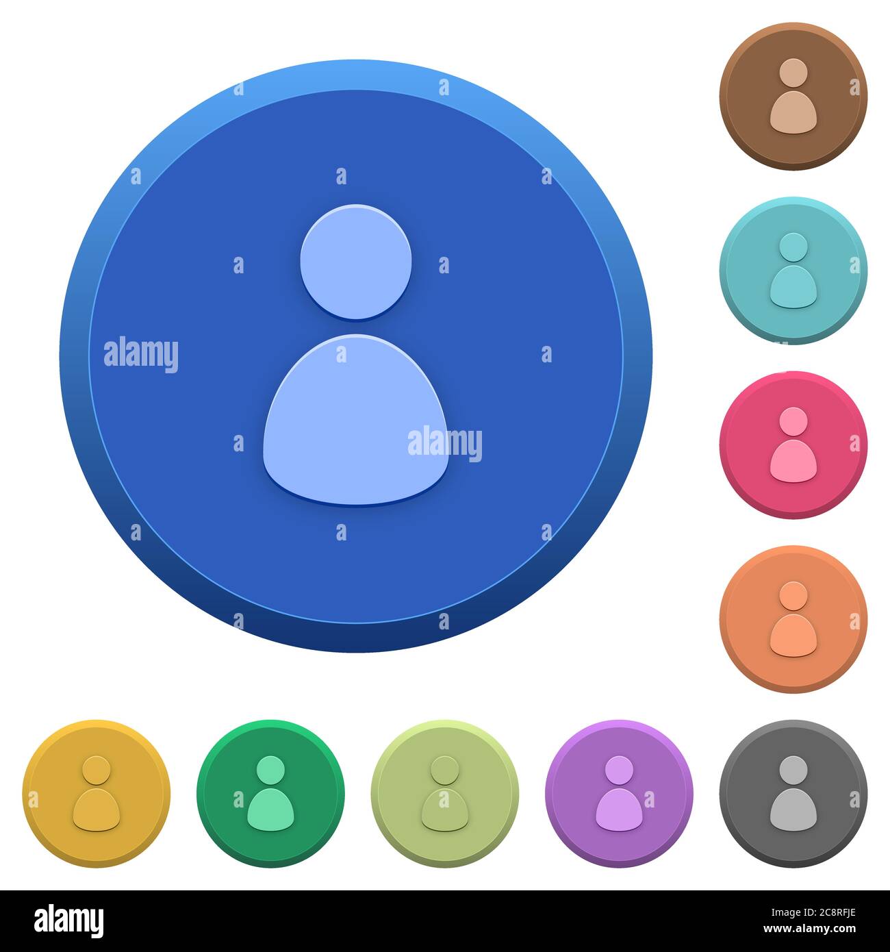 Set of round color embossed user buttons Stock Vector Image & Art - Alamy