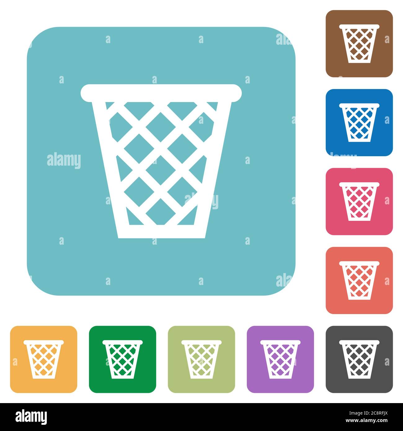 Flat trash icons on rounded square color backgrounds Stock Vector Image ...