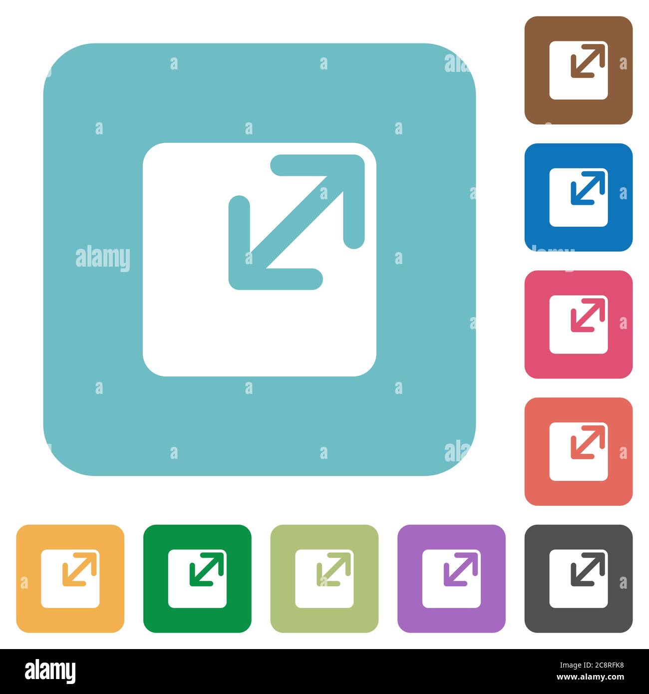Flat resize window icons on rounded square color backgrounds Stock ...