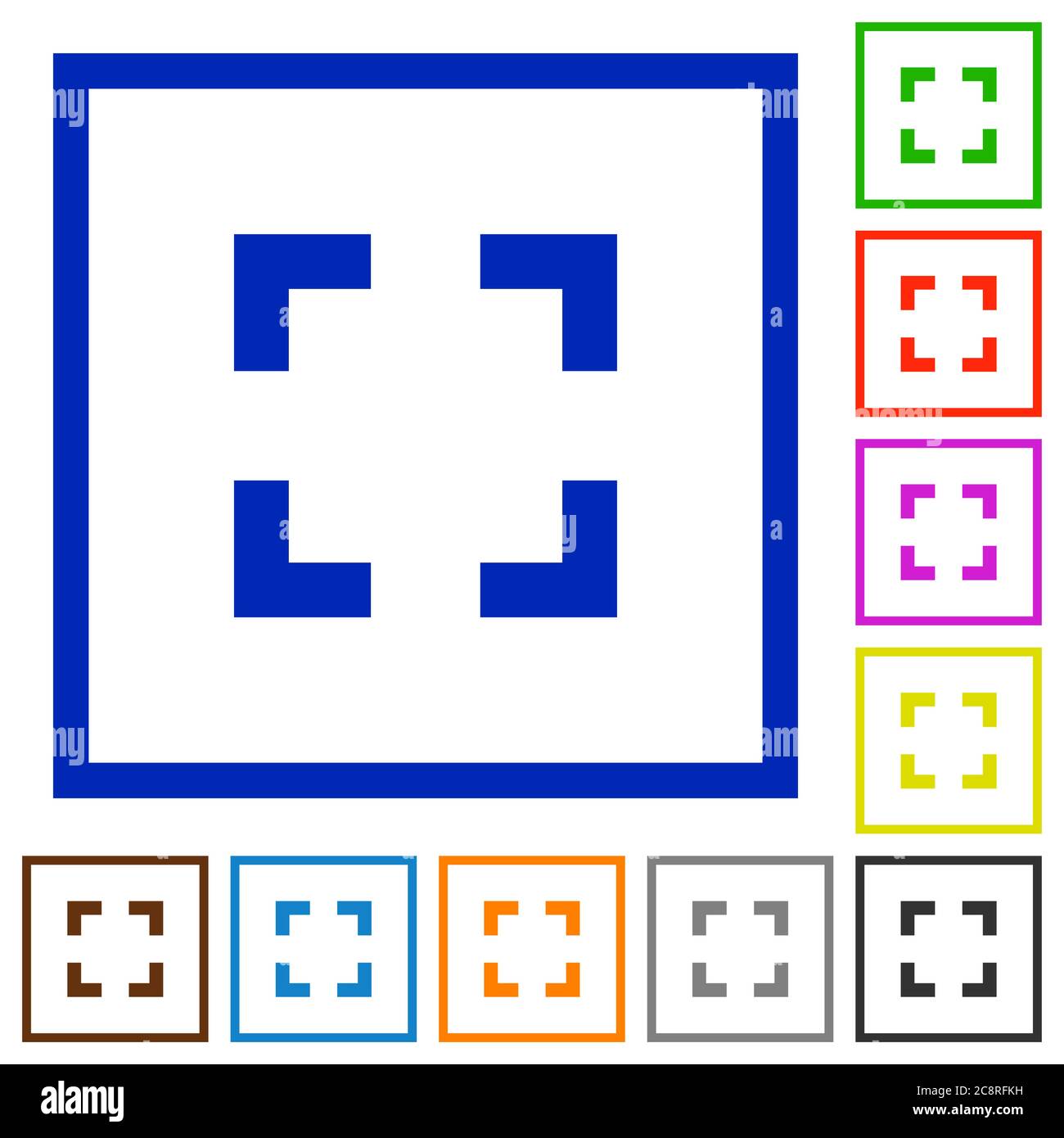 Set of color square framed Selector tool flat icons Stock Vector Image ...