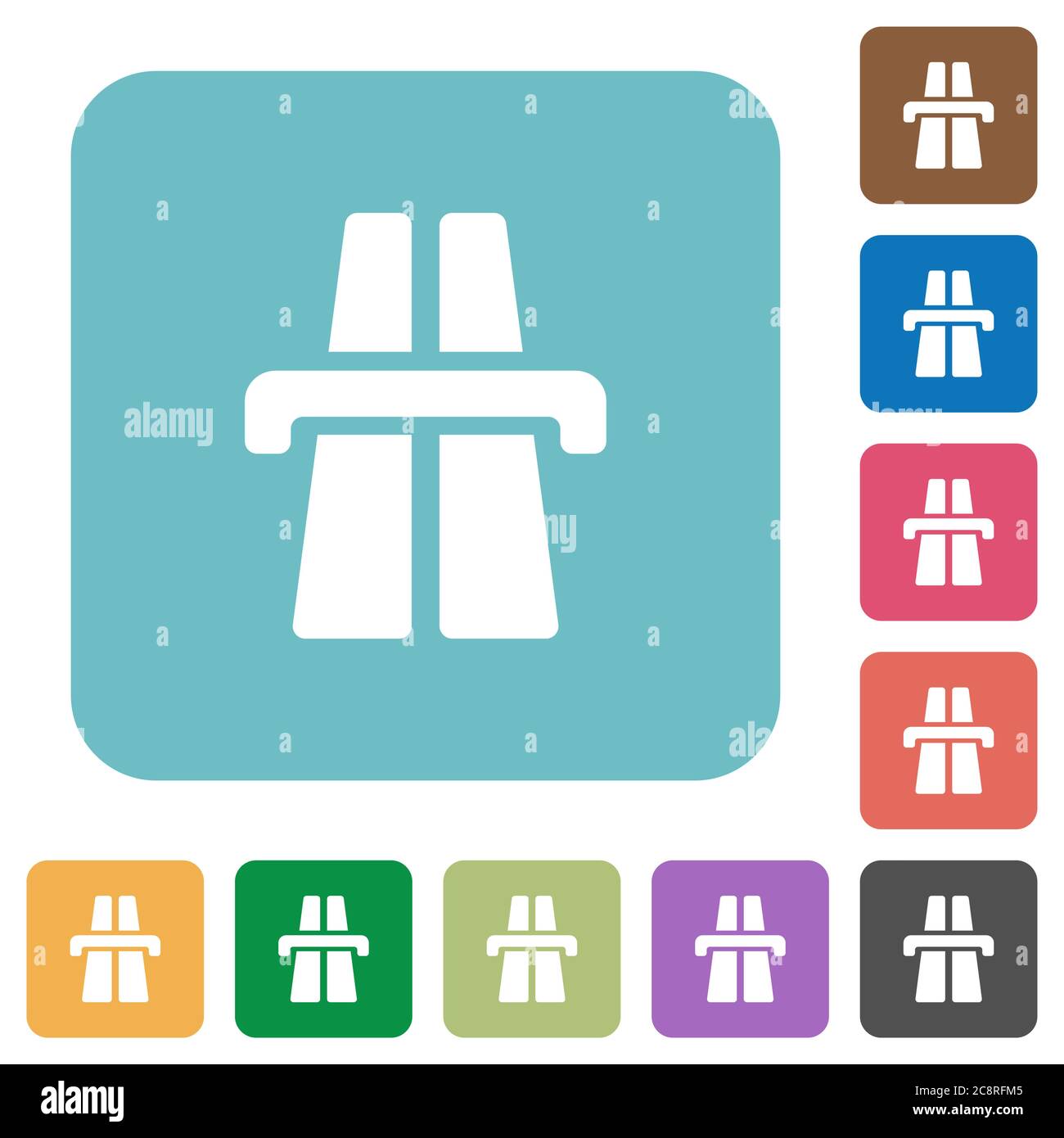 Flat highway icons on rounded square color backgrounds Stock Vector ...