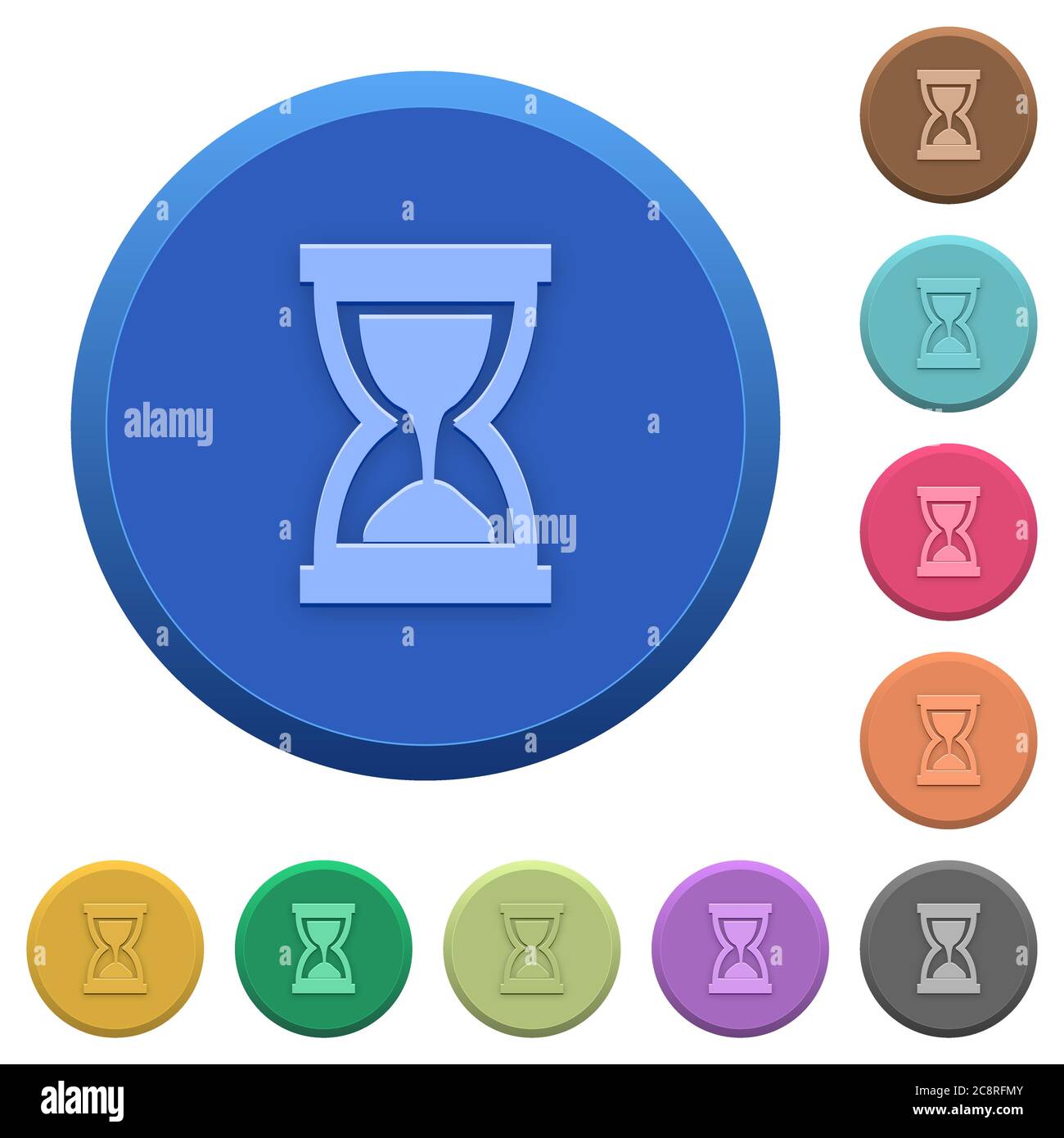 Set of round color embossed hourglass buttons Stock Vector Image & Art - Alamy