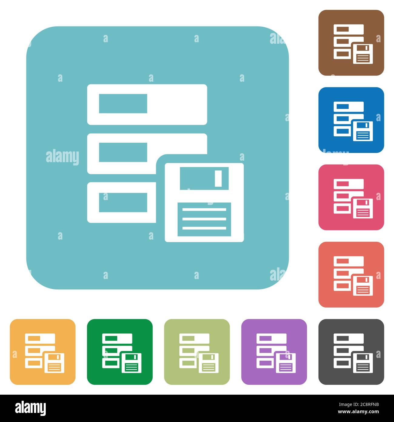 Flat backup icons on rounded square color backgrounds Stock Vector ...