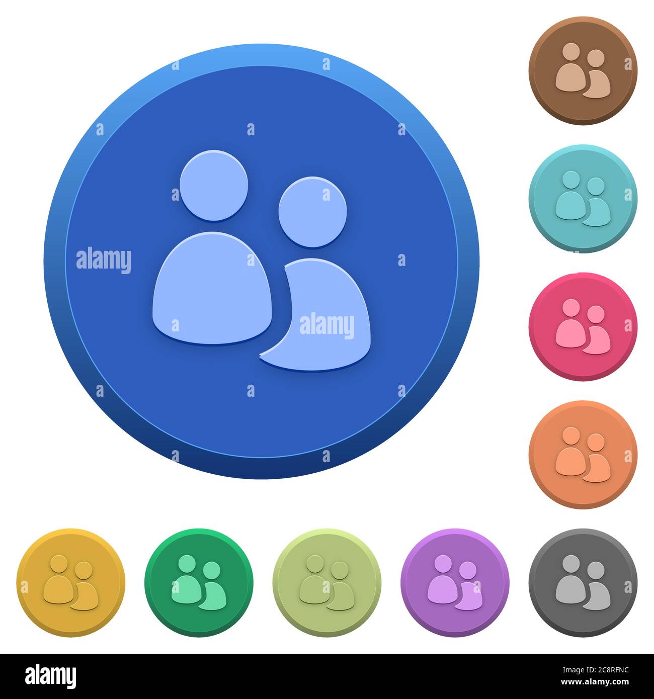 Set of round color embossed user group buttons Stock Vector Image & Art ...