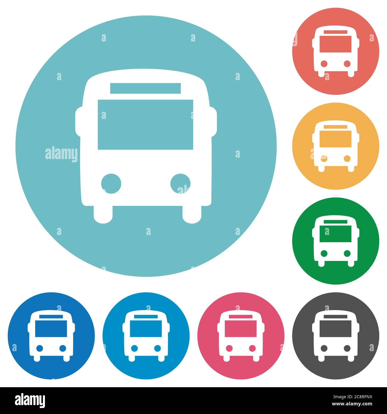 Flat bus icon set on round color background Stock Vector Image & Art ...