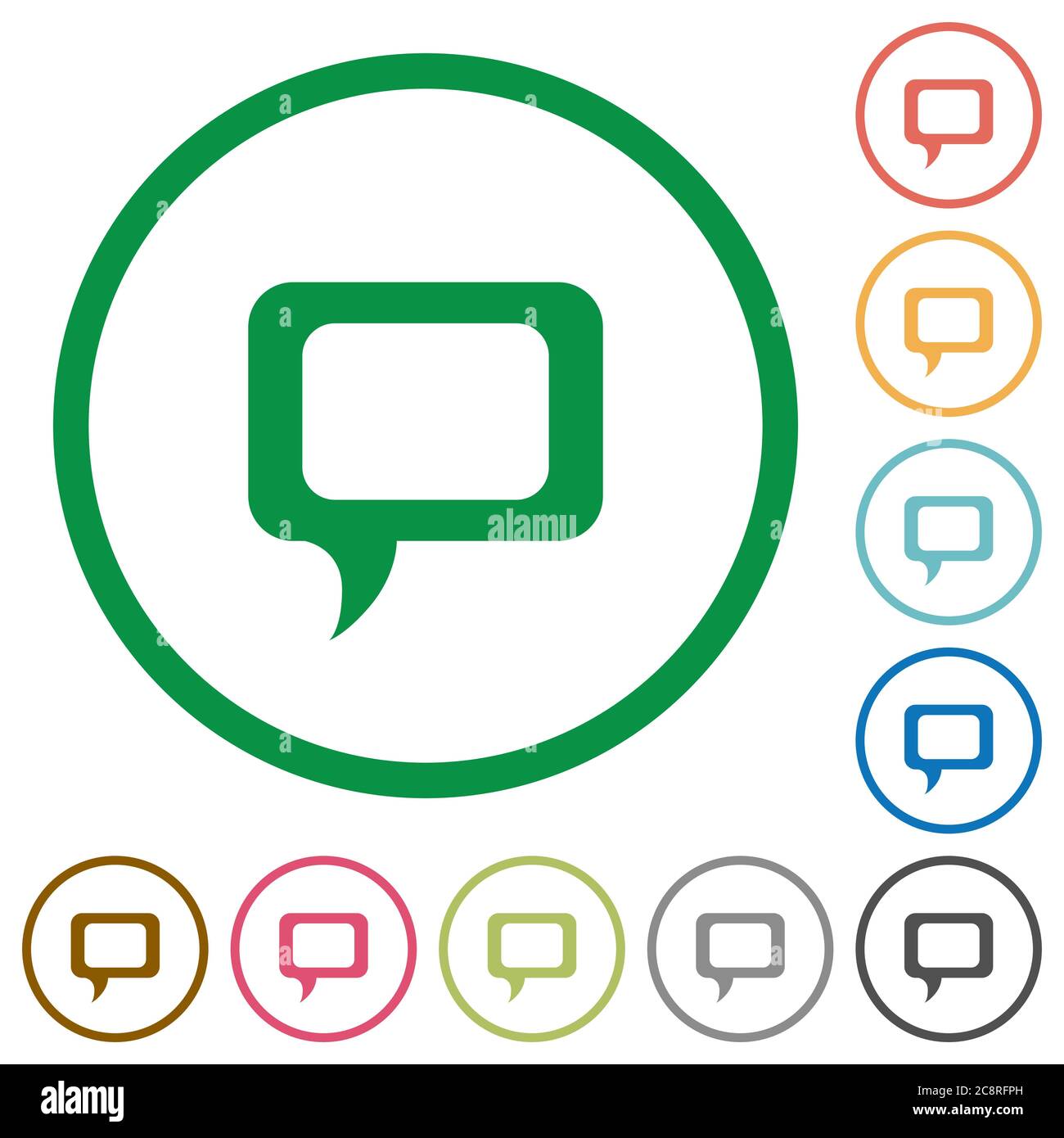 Set of Comment color round outlined flat icons on white background ...