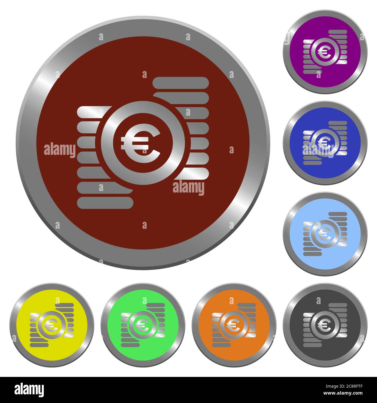 Set of color glossy coin-like euro coins buttons Stock Vector Image ...