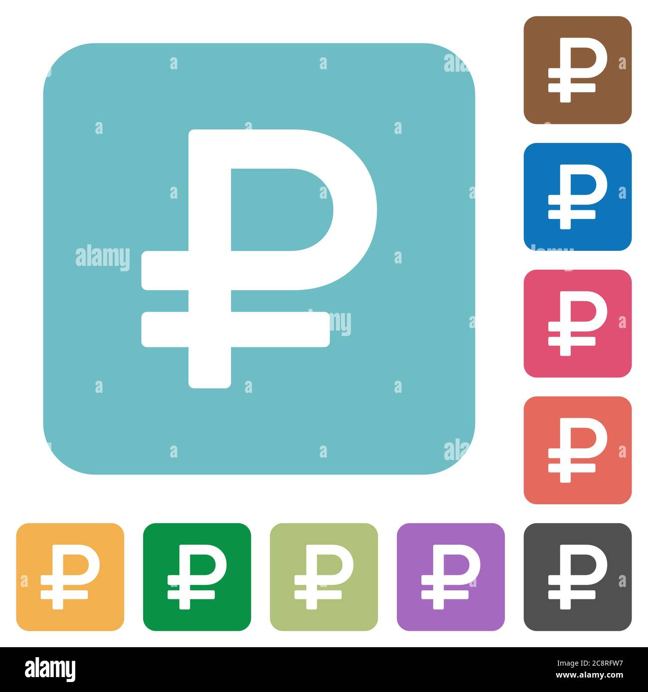 Flat ruble sign icons on rounded square color backgrounds Stock Vector Image & Art - Alamy