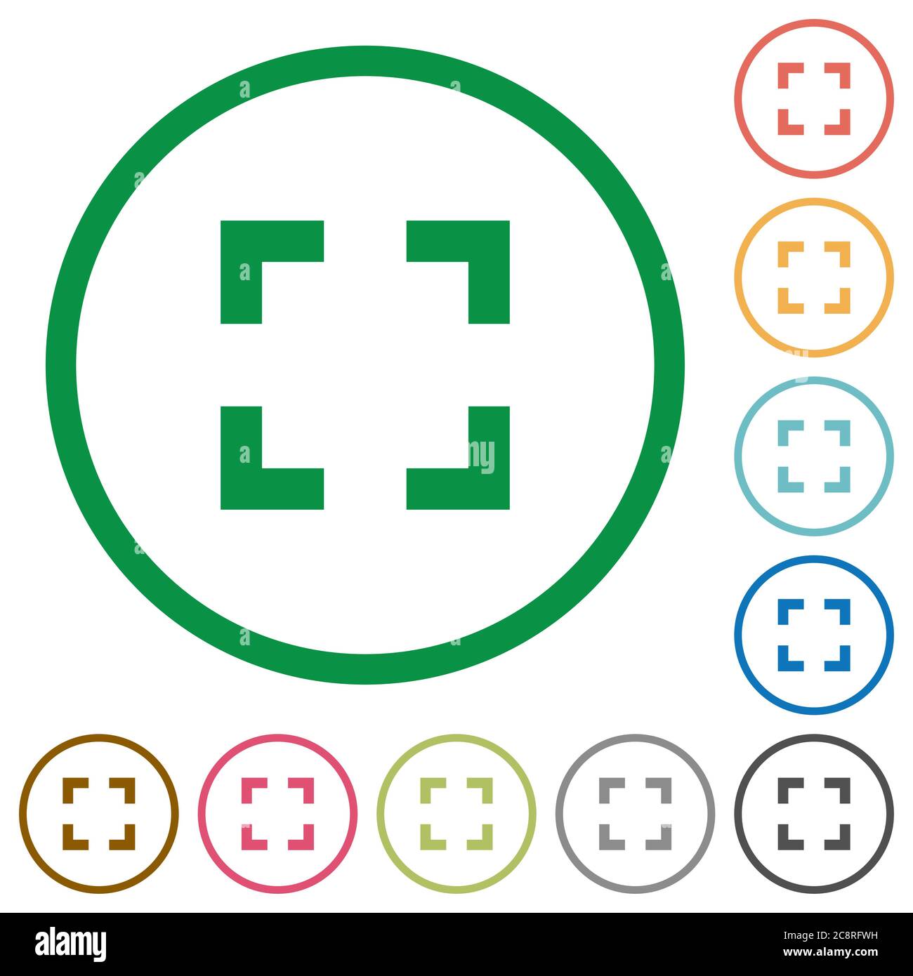 Set of Selector tool color round outlined flat icons on white ...