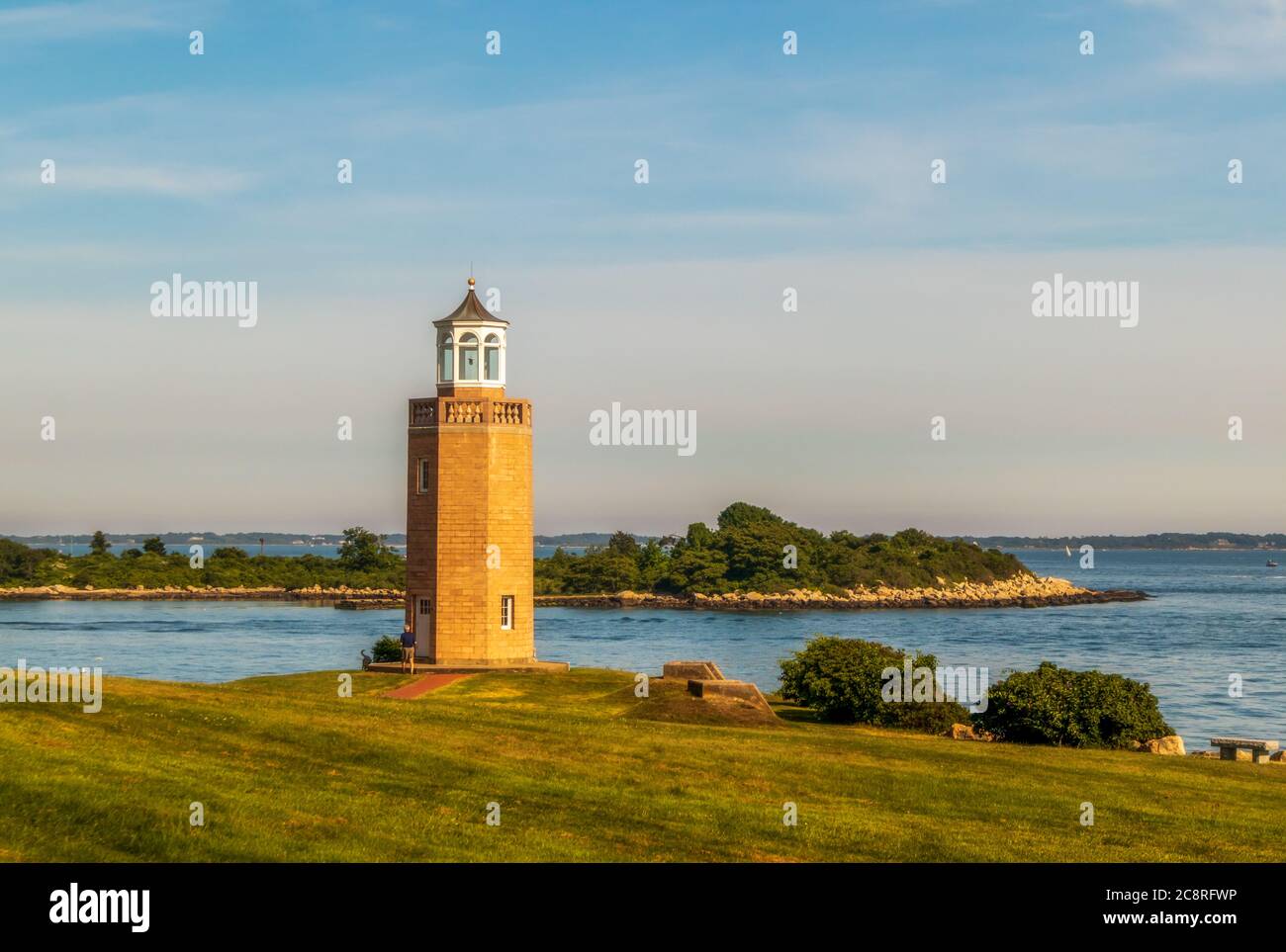The Avery Point Lighthouse in Groton, Connecticut, on sunset Stock ...