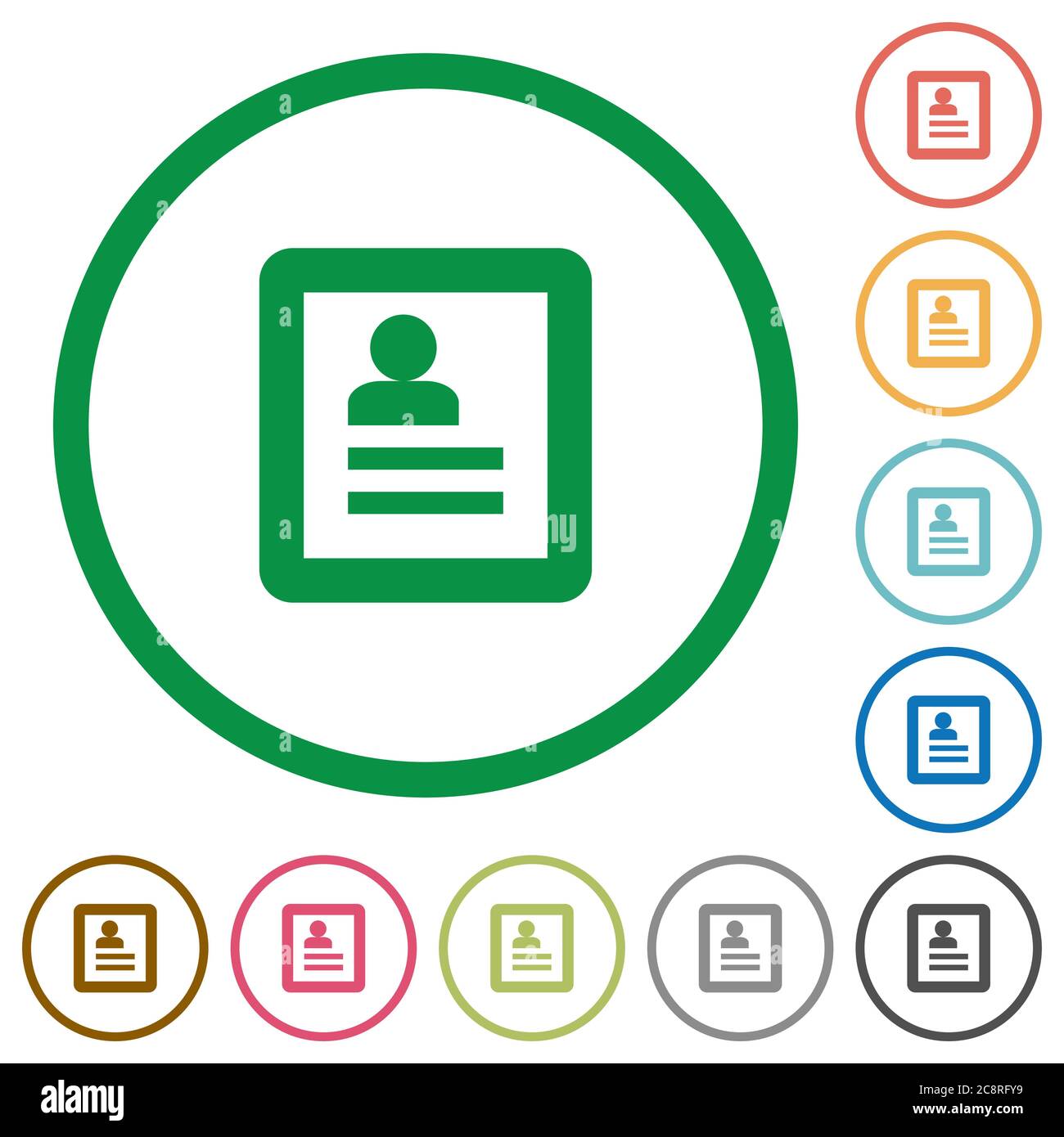 Set of User profile color round outlined flat icons on white background ...