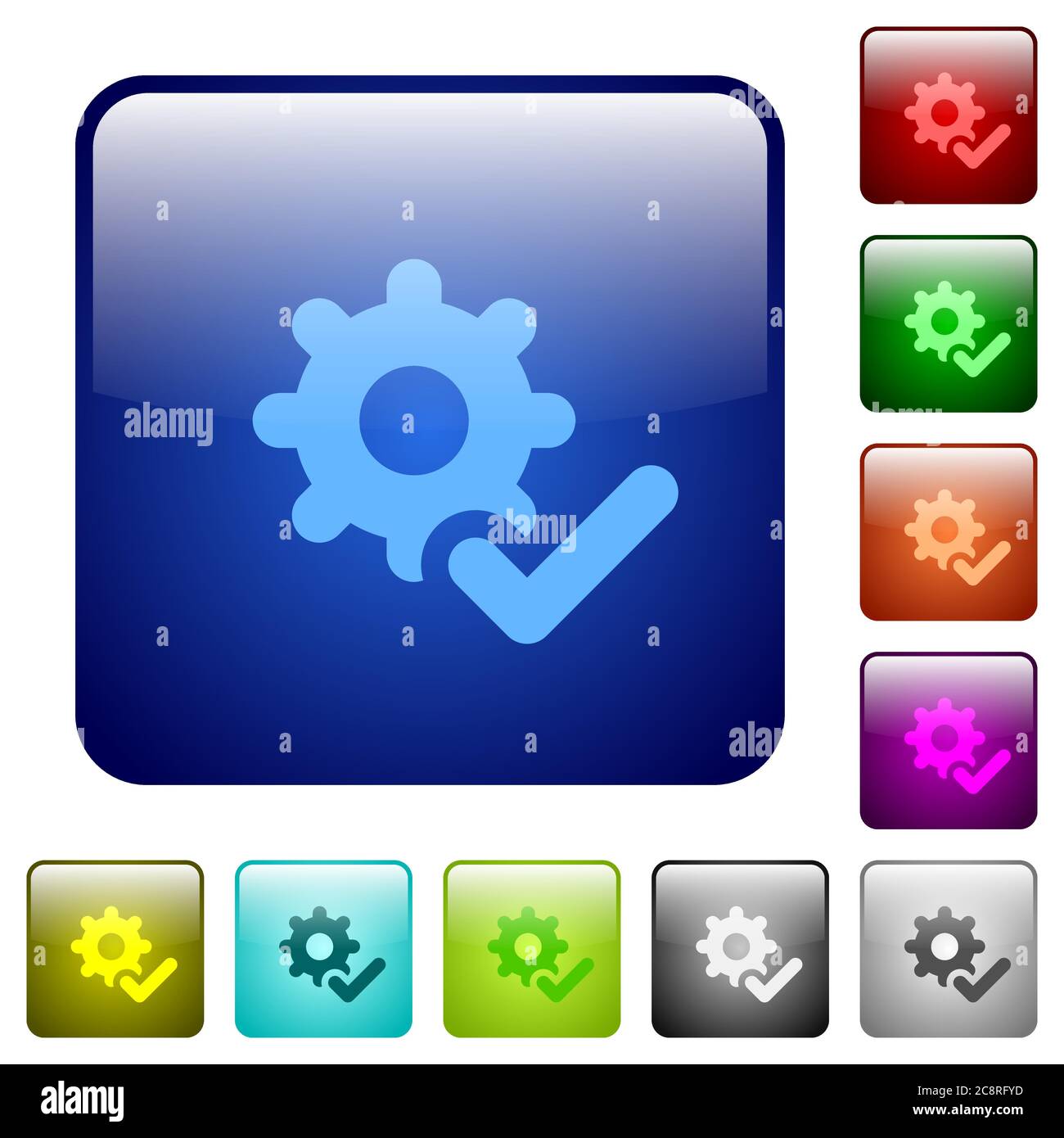 Set of settings ok color glass rounded square buttons Stock Vector Image & Art - Alamy