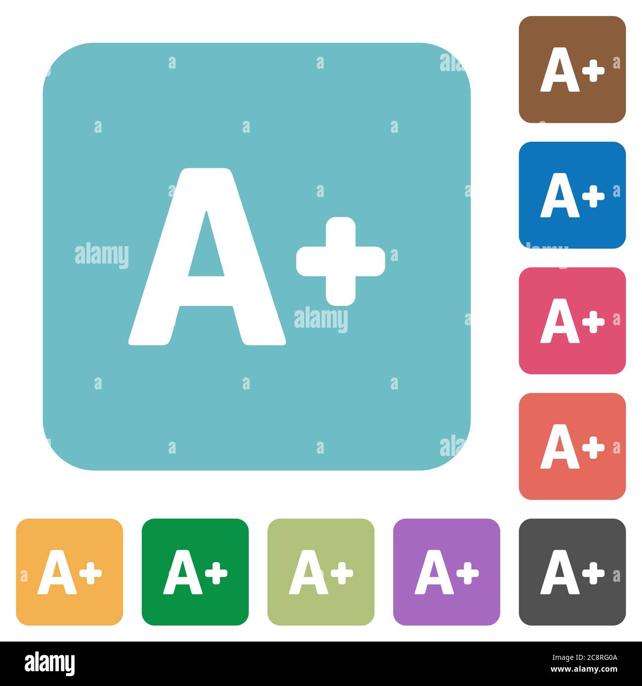 Flat increase font size icons on rounded square color backgrounds Stock ...