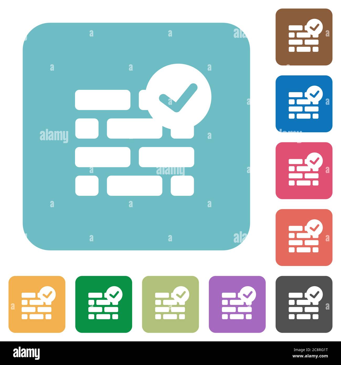 Flat active firewall icons on rounded square color backgrounds Stock ...