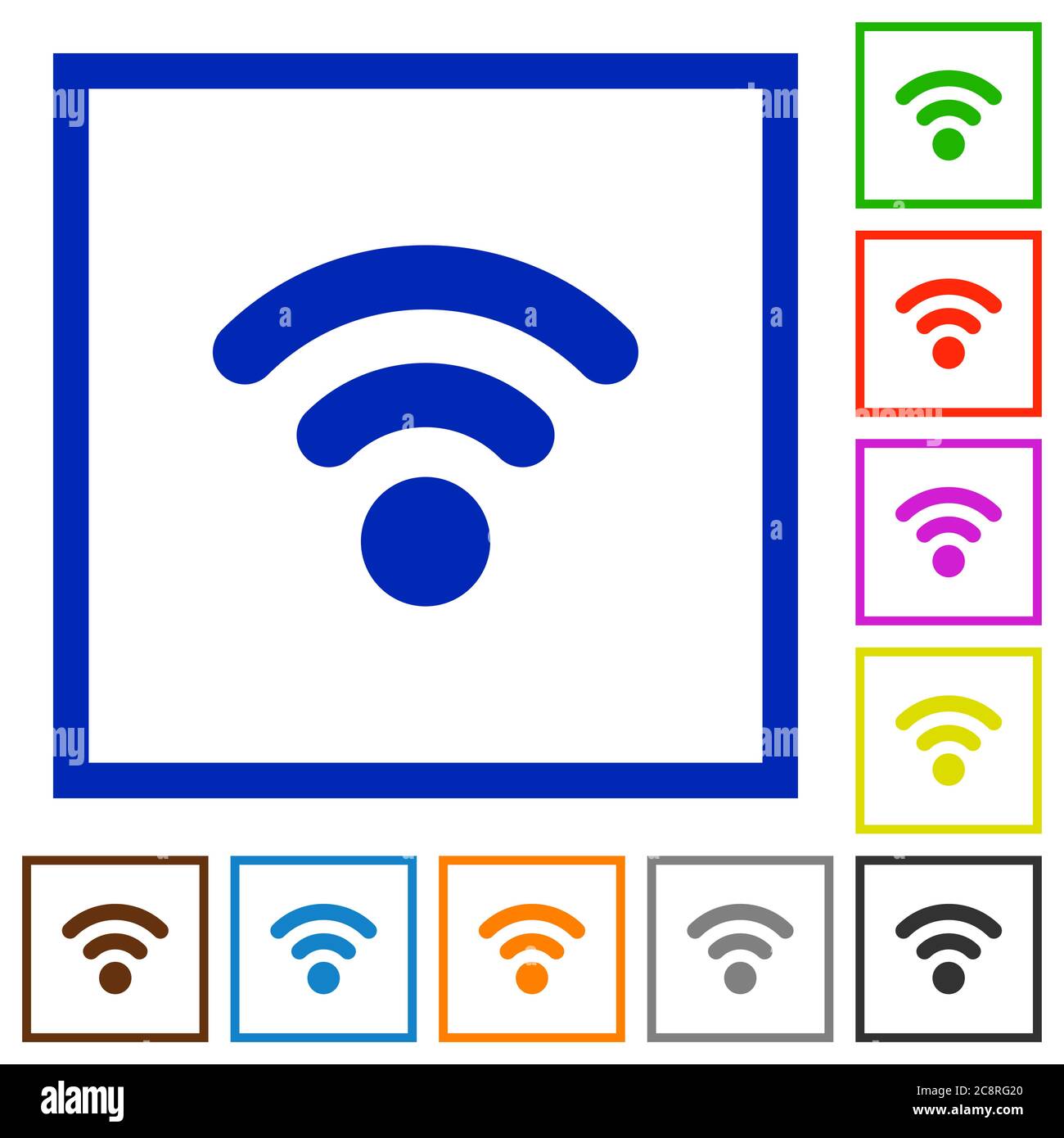 Set of color square framed Radio signal flat icons Stock Vector Image ...
