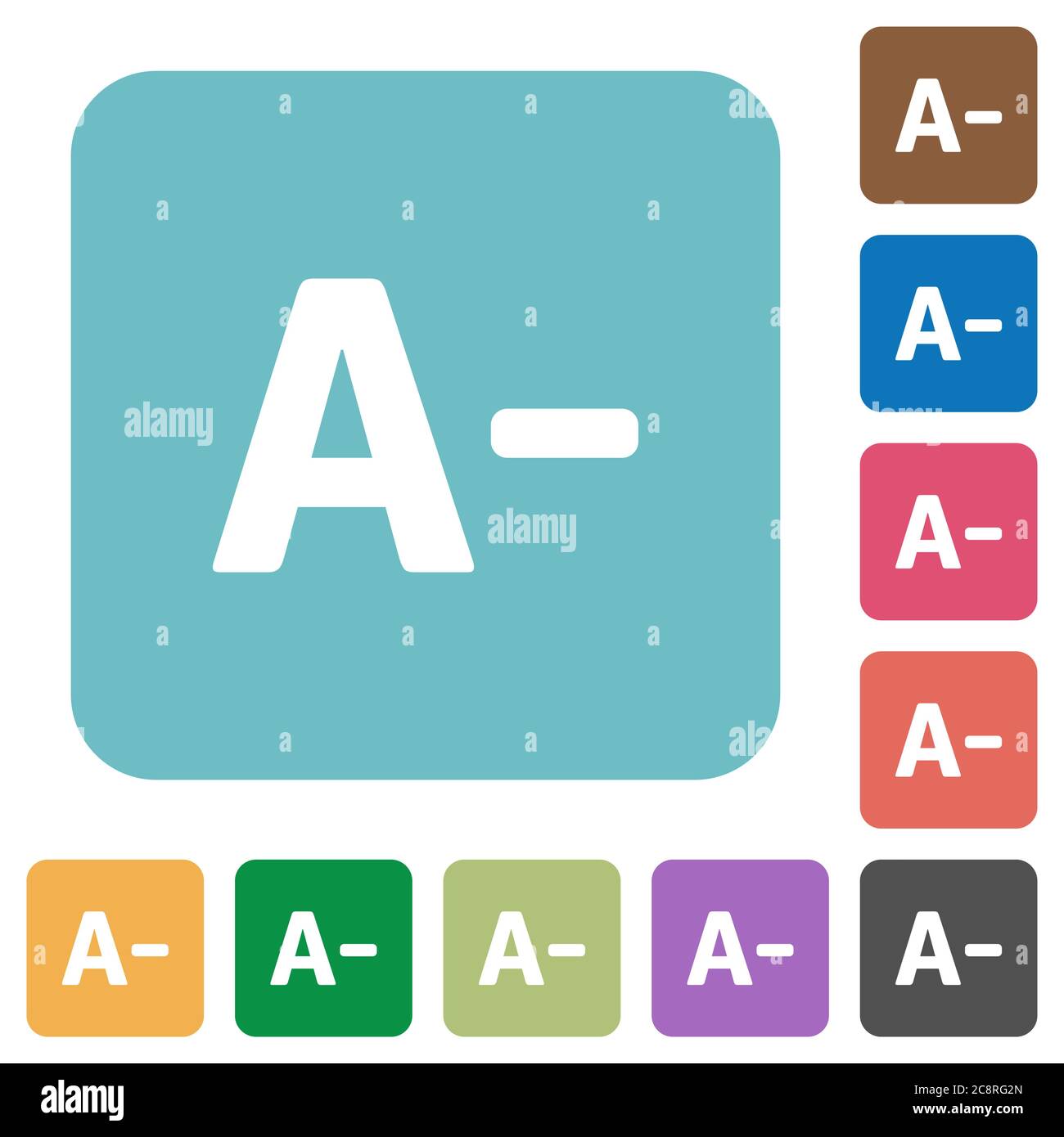 Flat decrease font size icons on rounded square color backgrounds Stock Vector Image & Art - Alamy
