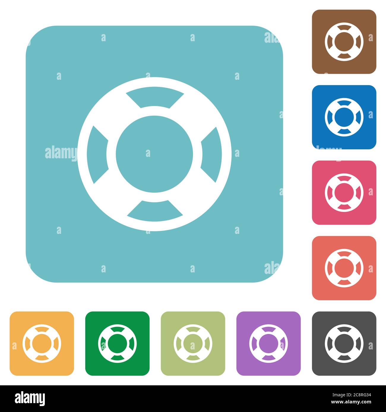 Flat lifesaver icons on rounded square color backgrounds Stock Vector ...