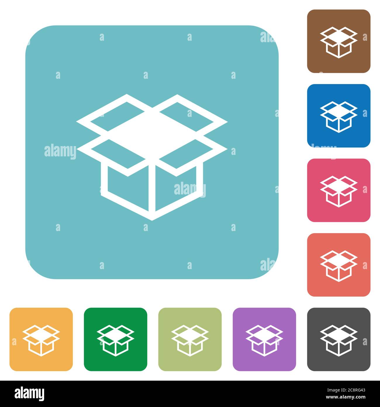 Flat open box icons on rounded square color backgrounds Stock Vector ...