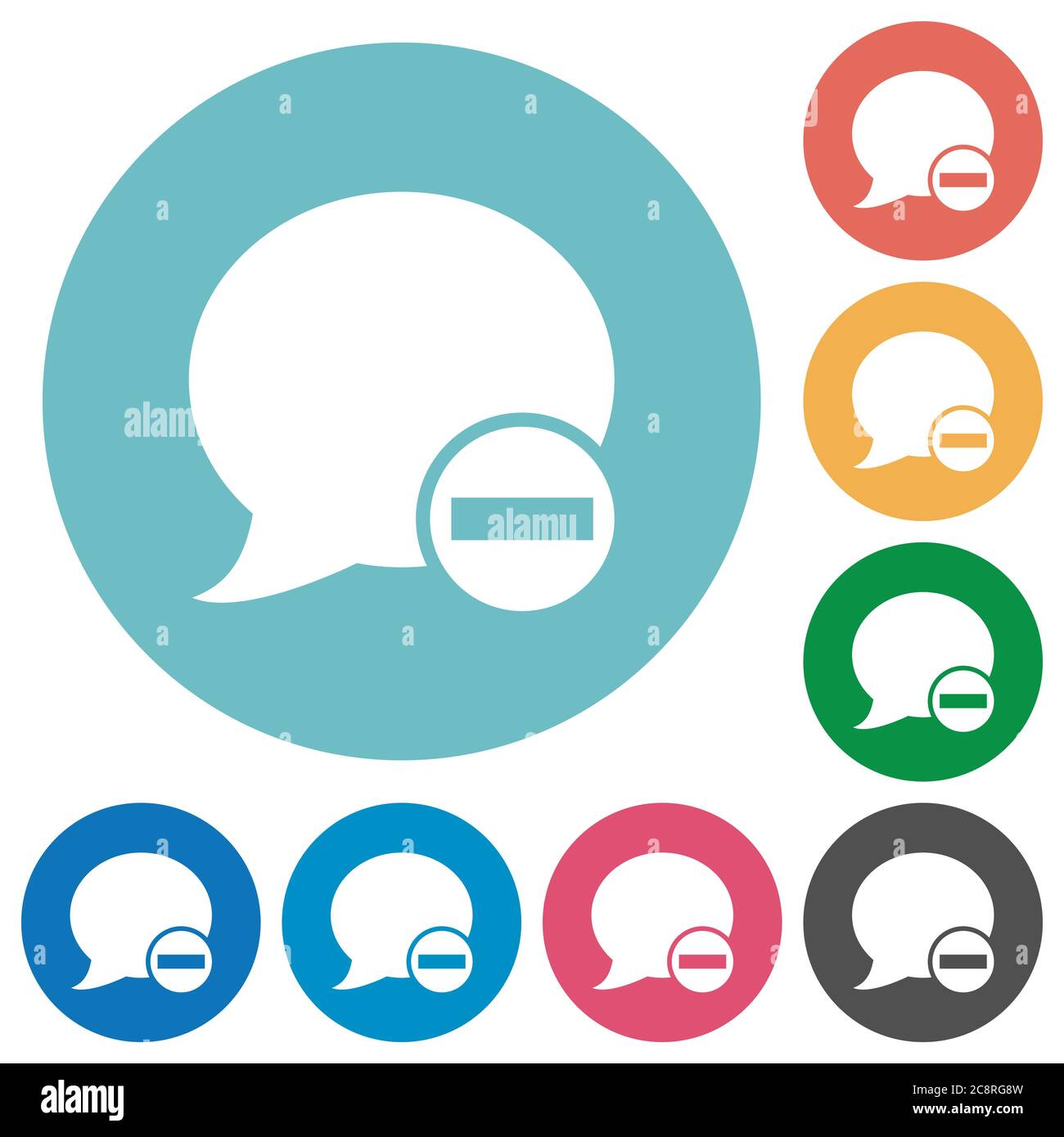Flat Delete blog comment icon set on round color background Stock ...