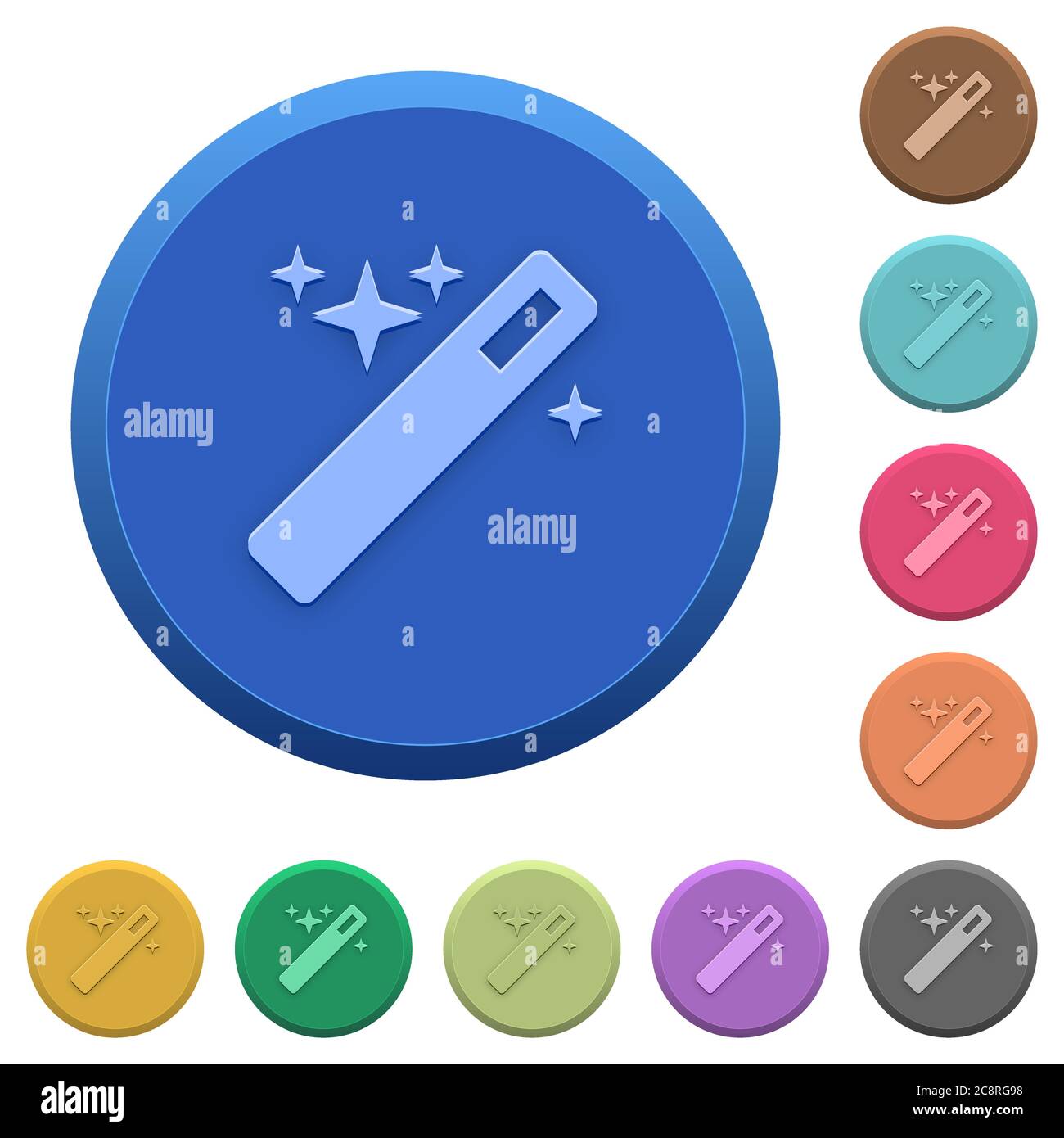 Set of round color embossed magic wand buttons Stock Vector Image & Art - Alamy