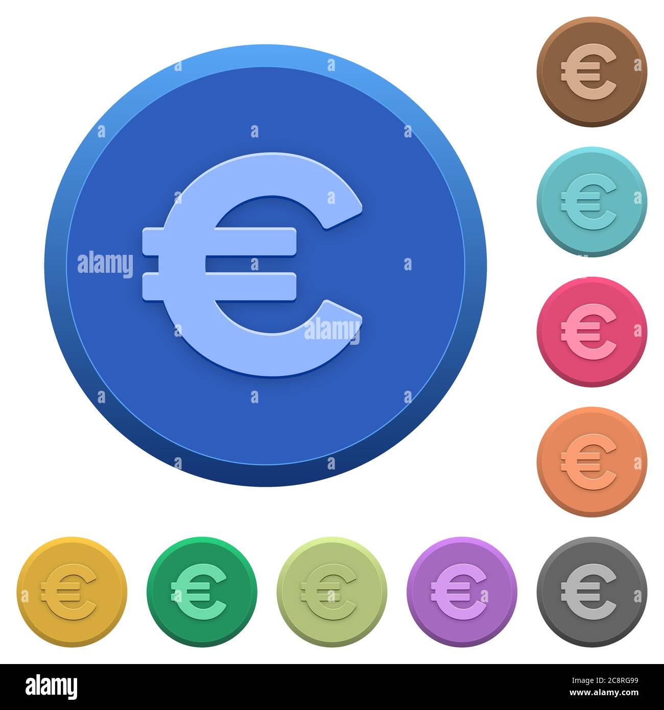 Set of round color embossed euro sign buttons Stock Vector Image & Art ...