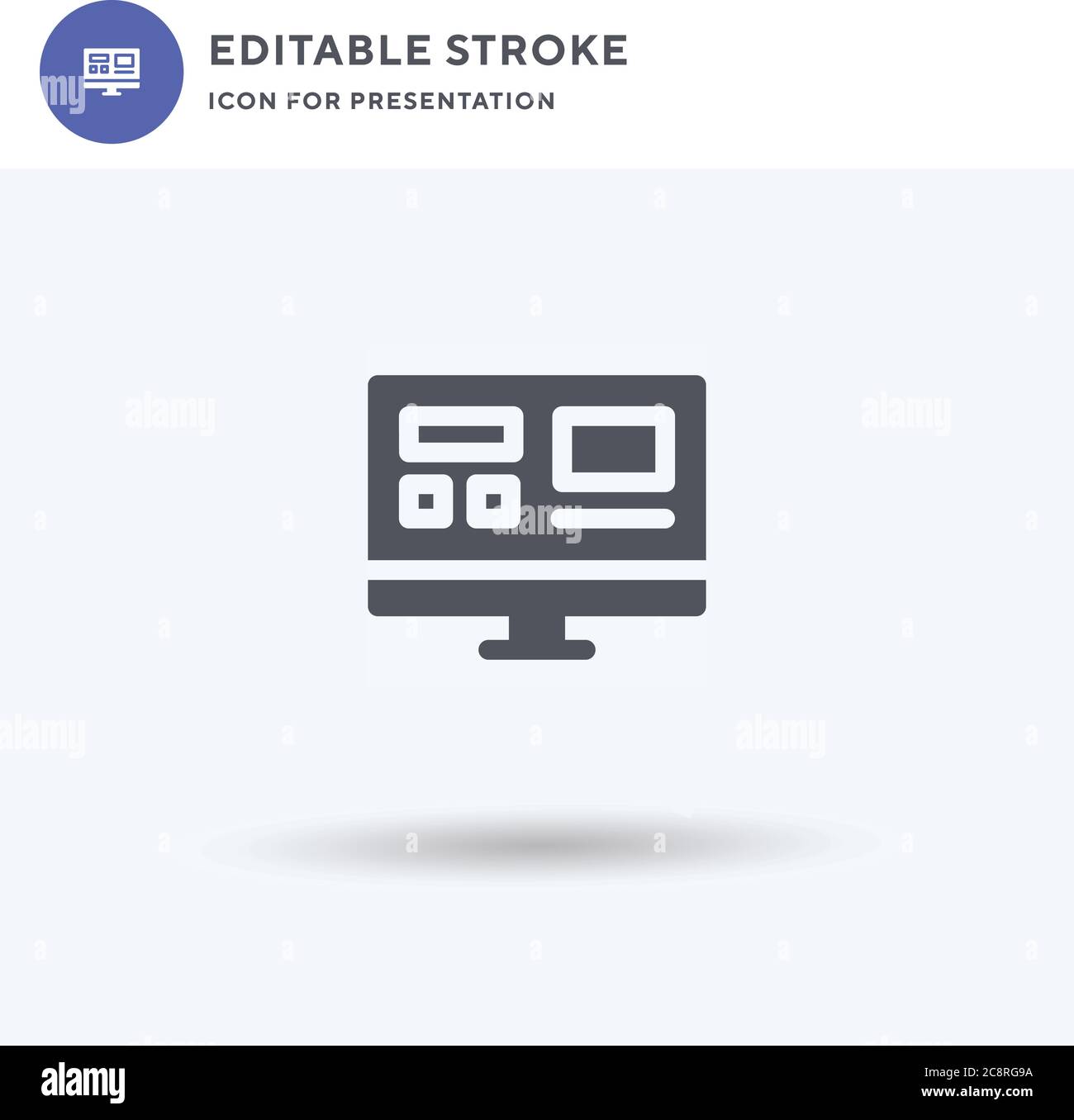 Monitor icon vector, filled flat sign, solid pictogram isolated on ...