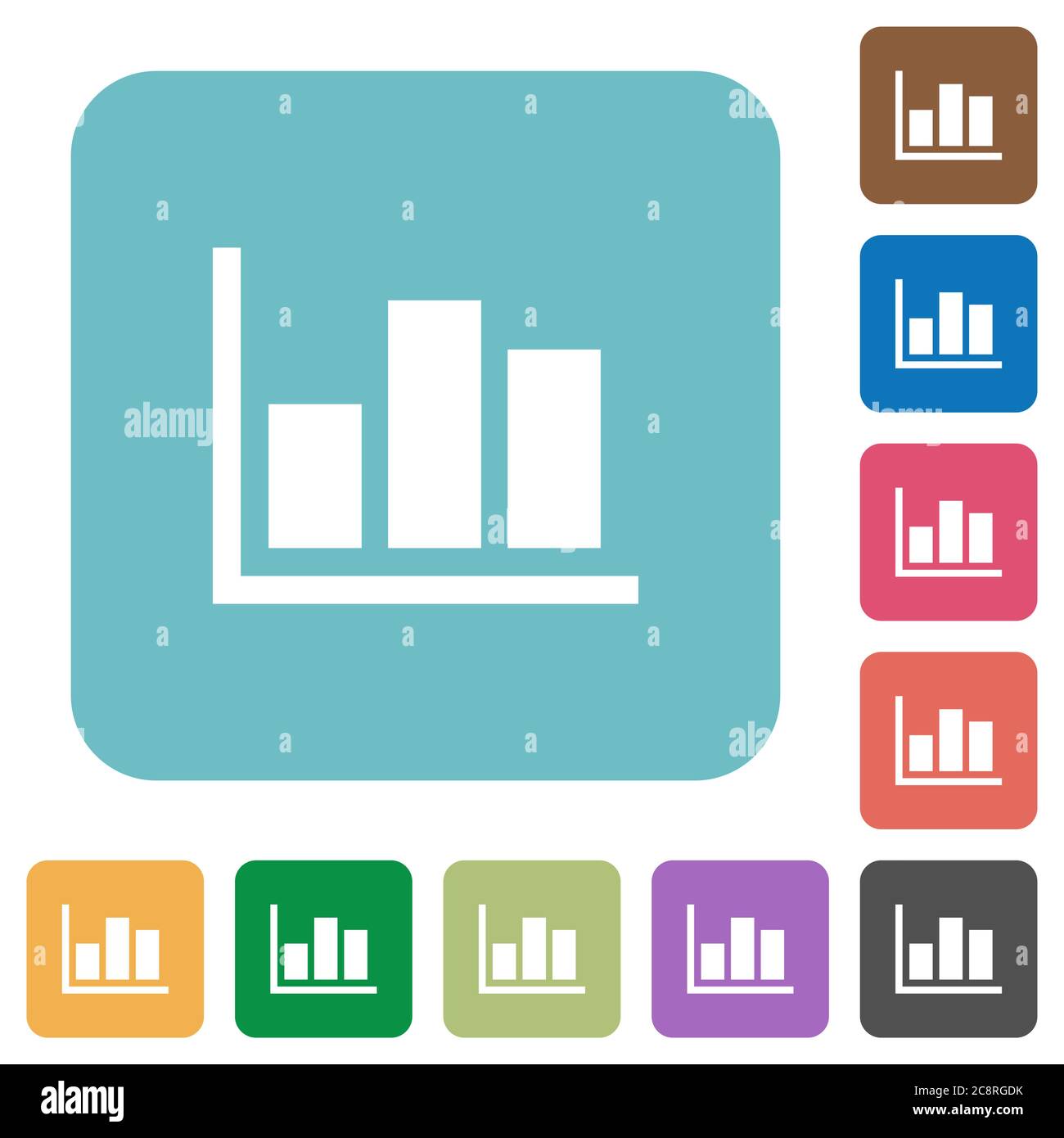 Flat statistics icons on rounded square color backgrounds Stock Vector ...