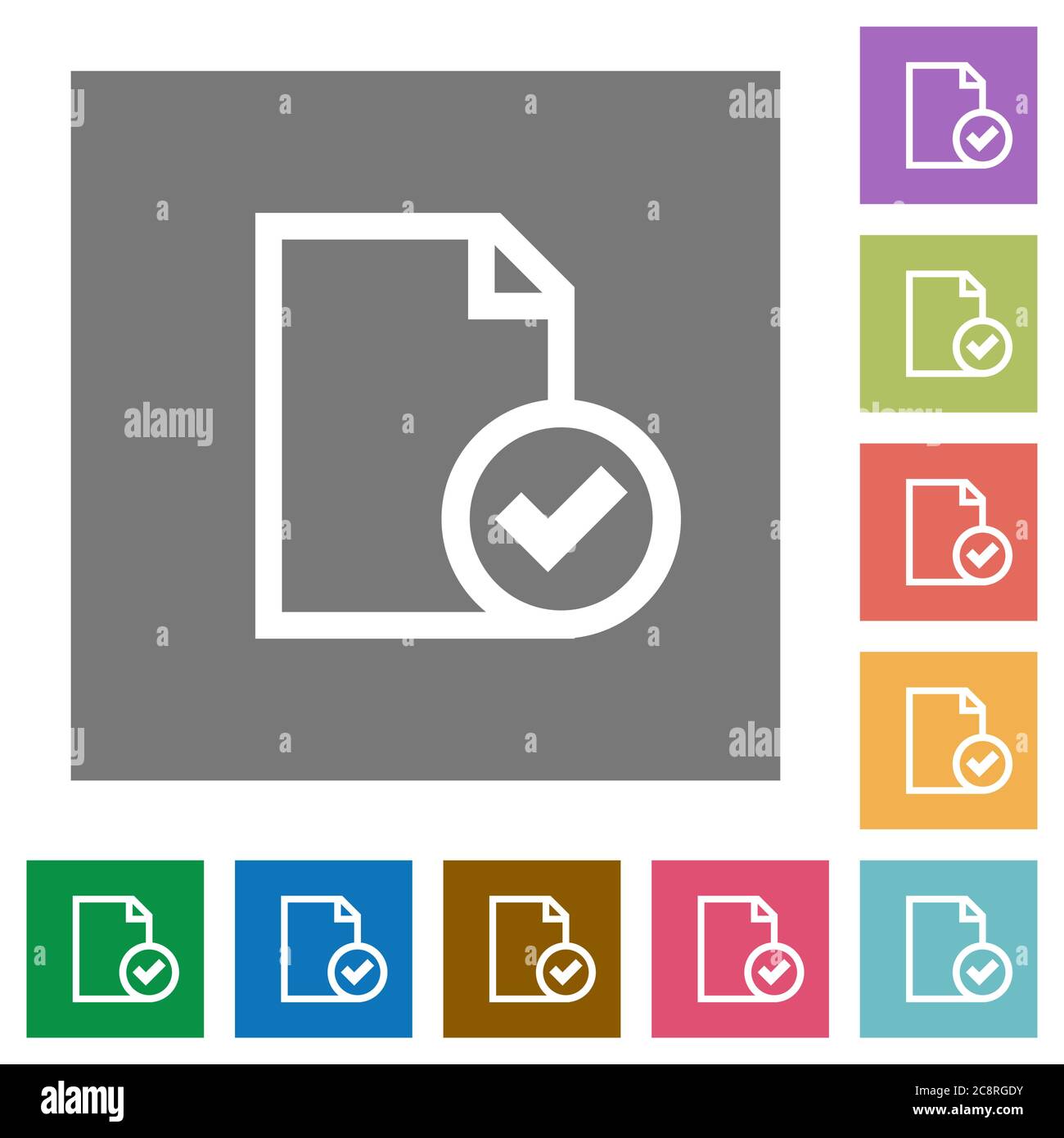 Document accepted flat icon set on color square background Stock Vector ...