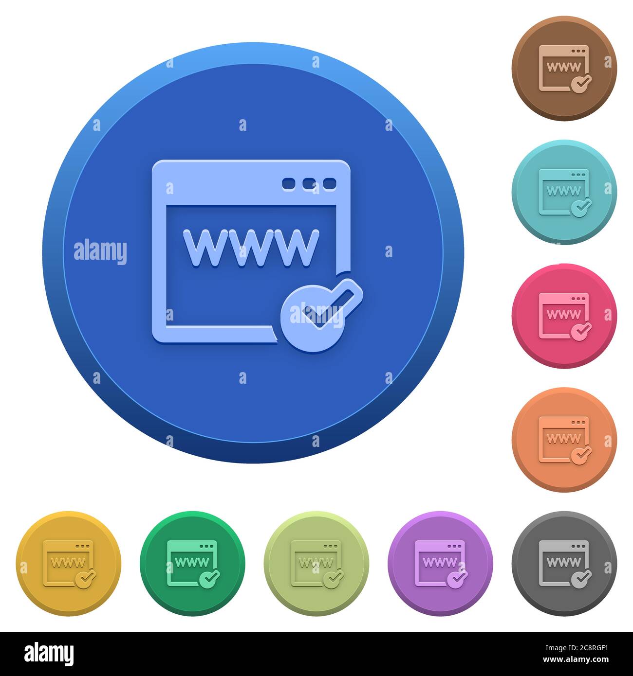 Set of round color embossed domain registration buttons Stock Vector Image & Art - Alamy