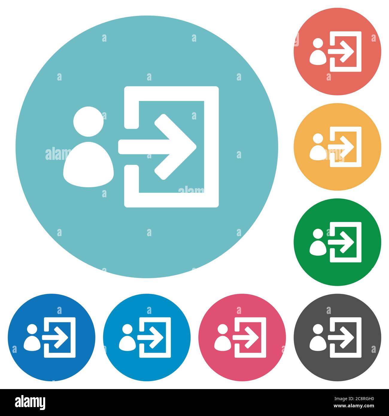 Flat user login icon set on round color background Stock Vector Image & Art - Alamy