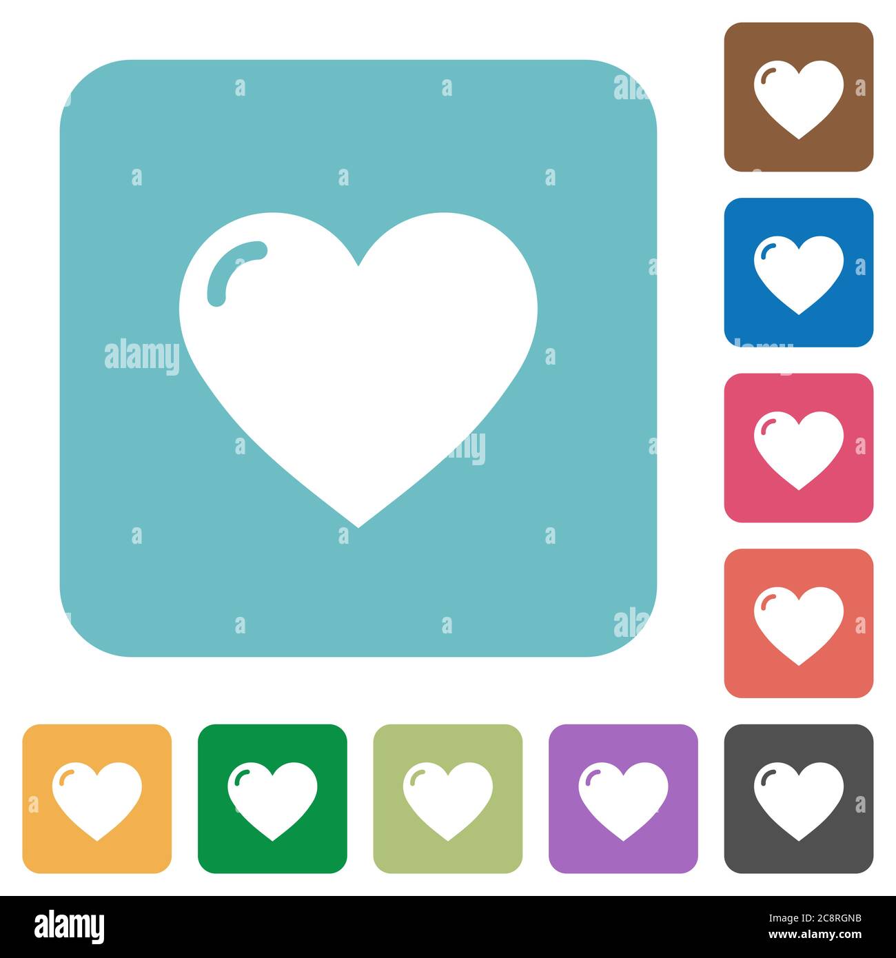 Flat heart shape icons on rounded square color backgrounds Stock Vector ...