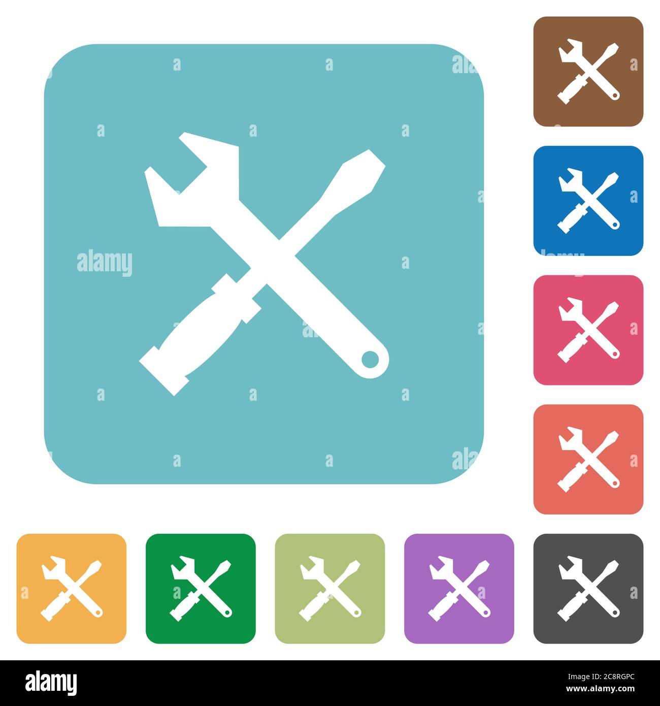 Flat tools icons on rounded square color backgrounds Stock Vector Image ...