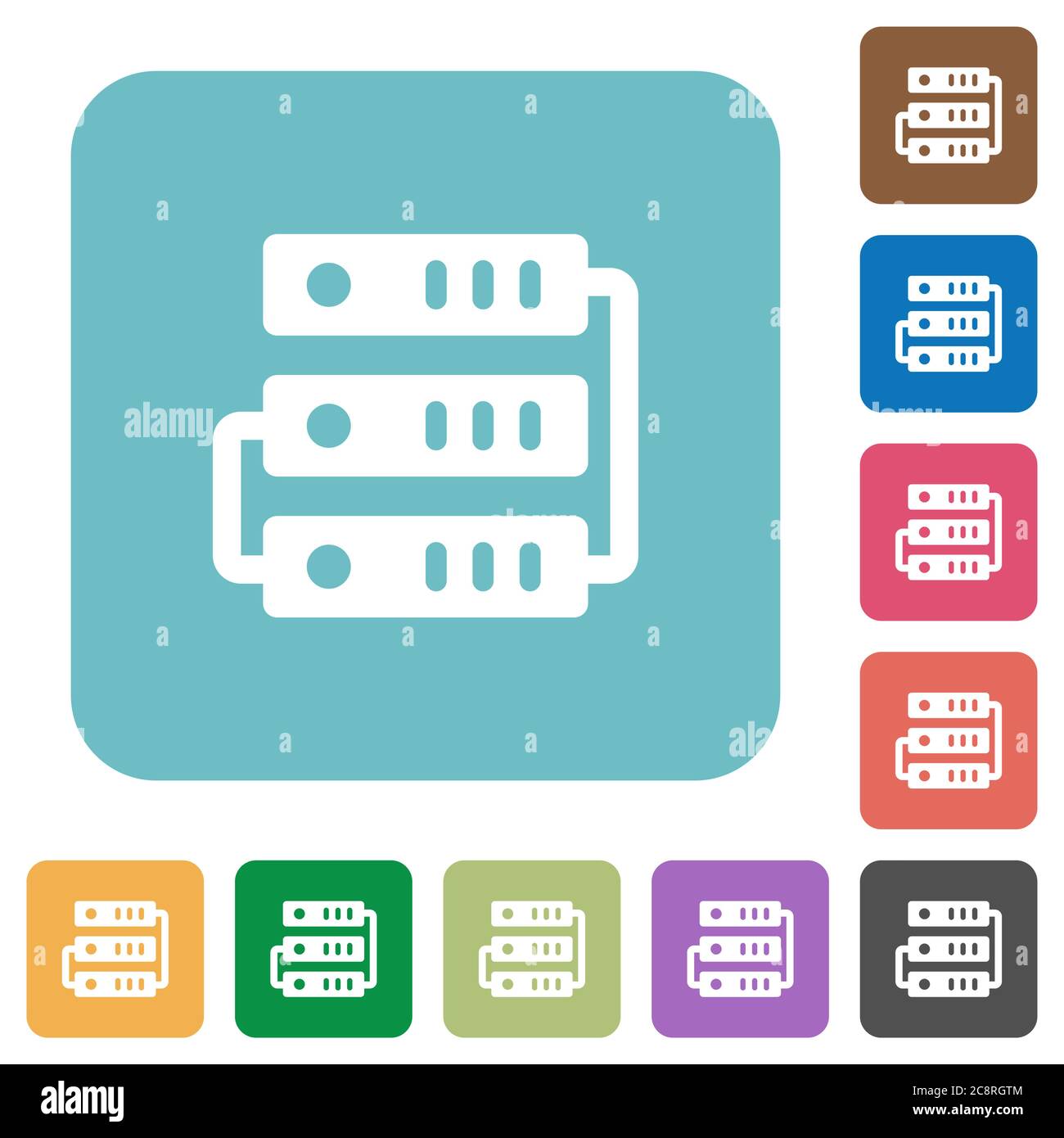 Flat servers icons on rounded square color backgrounds Stock Vector ...