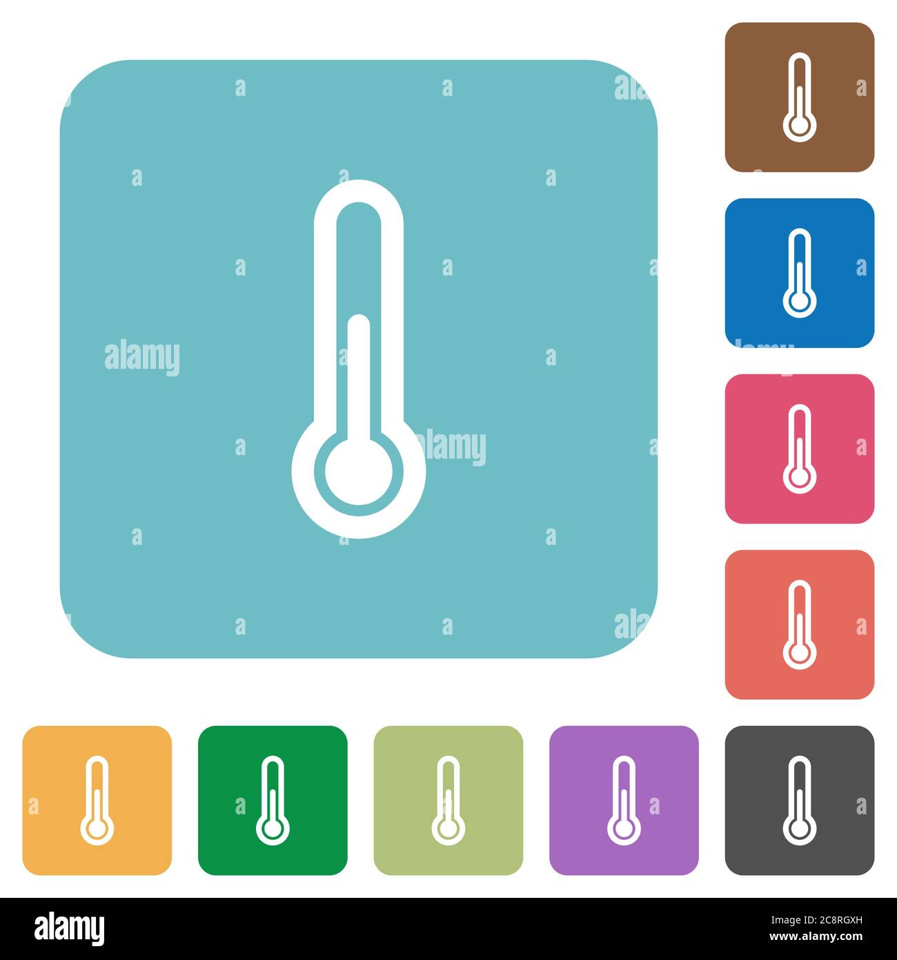 Flat thermometer icons on rounded square color backgrounds Stock Vector ...