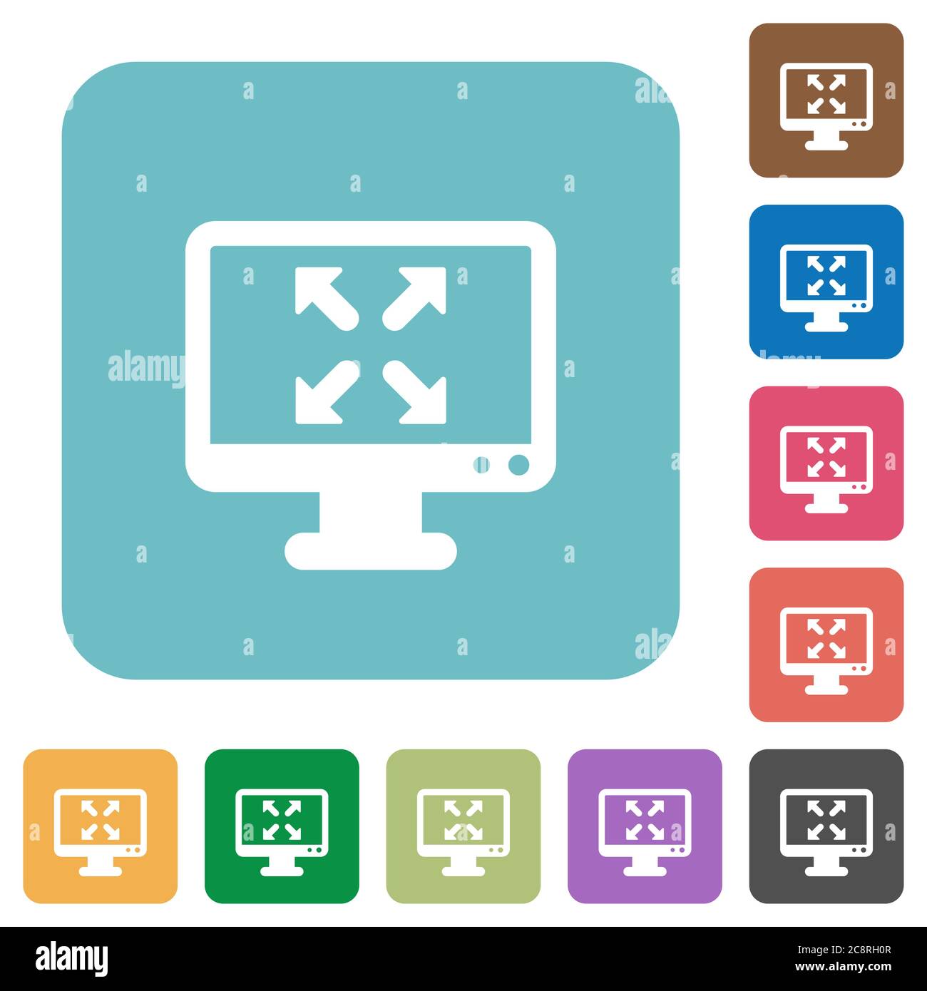 Flat fullscreen view icons on rounded square color backgrounds Stock ...