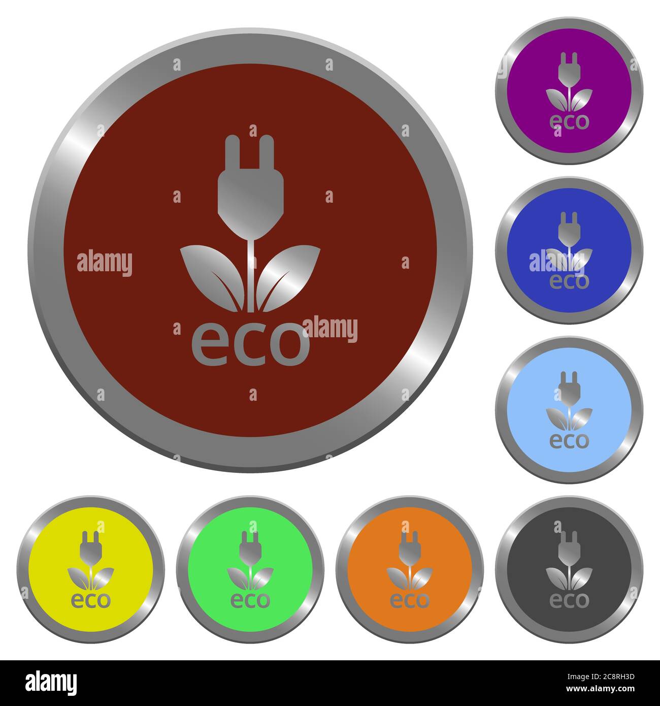 Set of color glossy coin-like eco energy buttons Stock Vector Image ...
