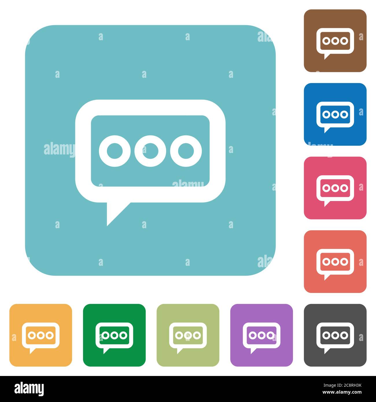 Flat working chat icons on rounded square color backgrounds Stock ...