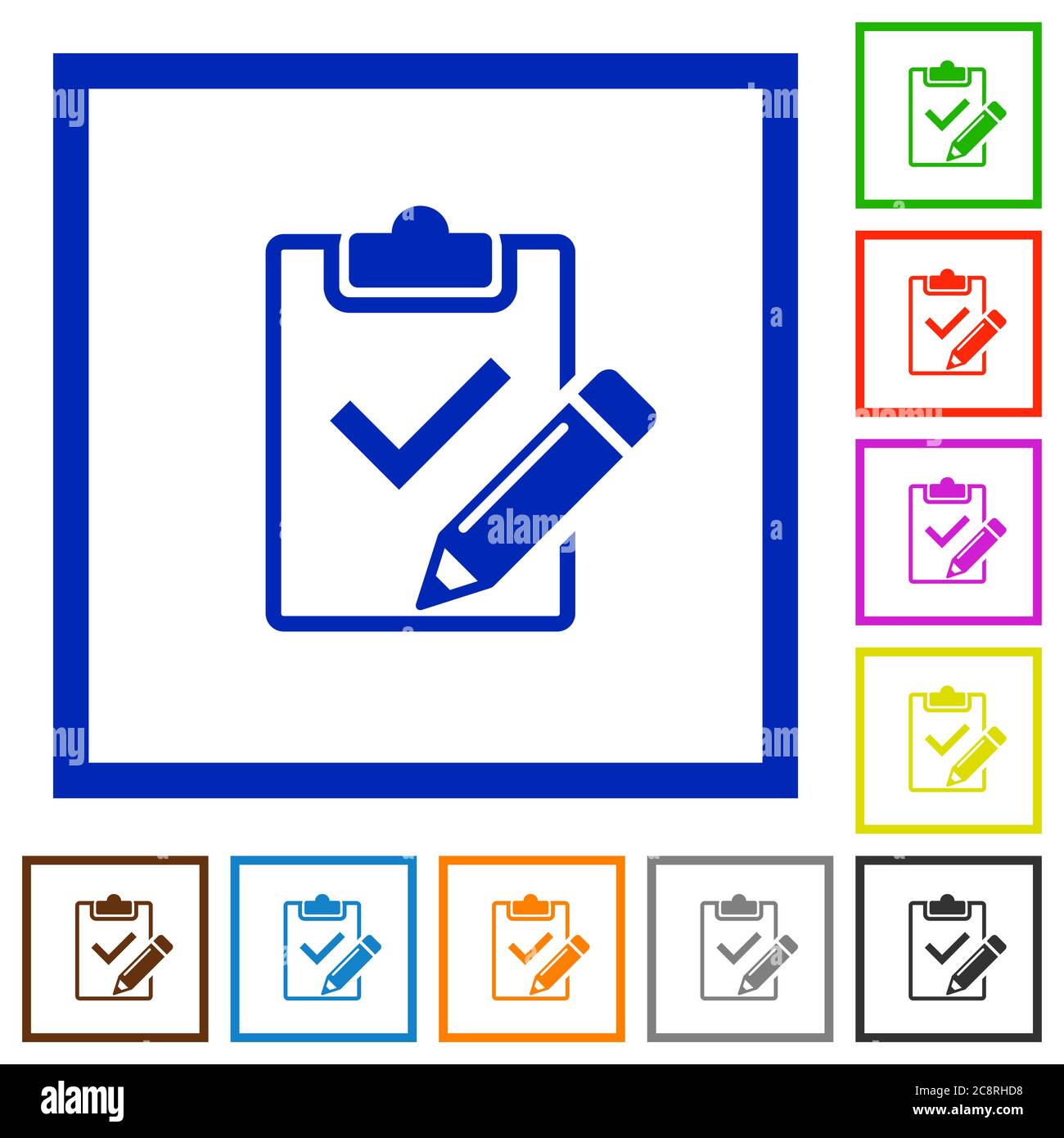 Set of color square framed Fill out checklist flat icons Stock Vector ...