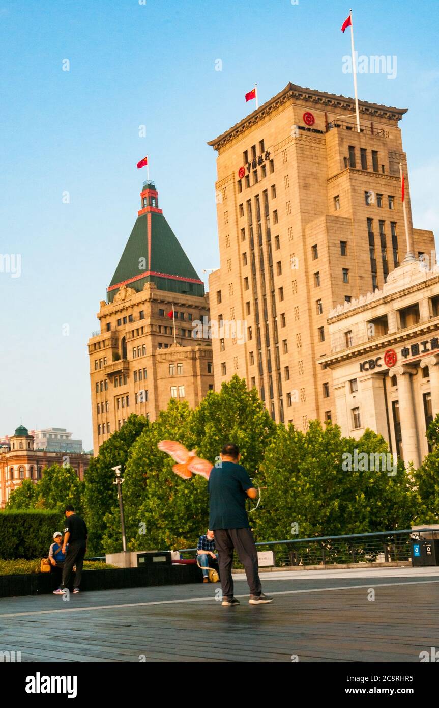 The colonial architecture of Shanghai’s Bund including the iconic Peace ...