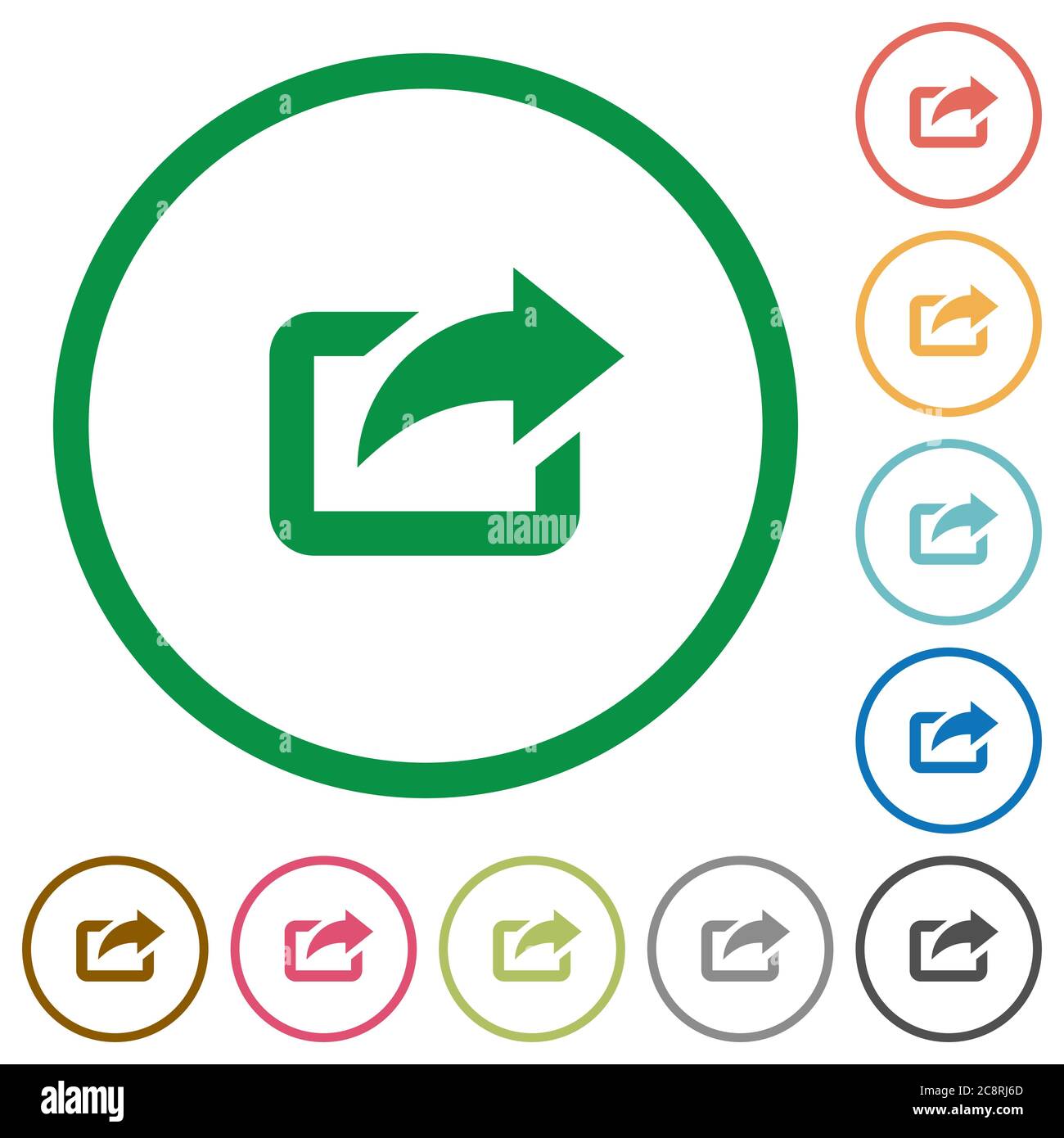 Set of export color round outlined flat icons on white background Stock ...