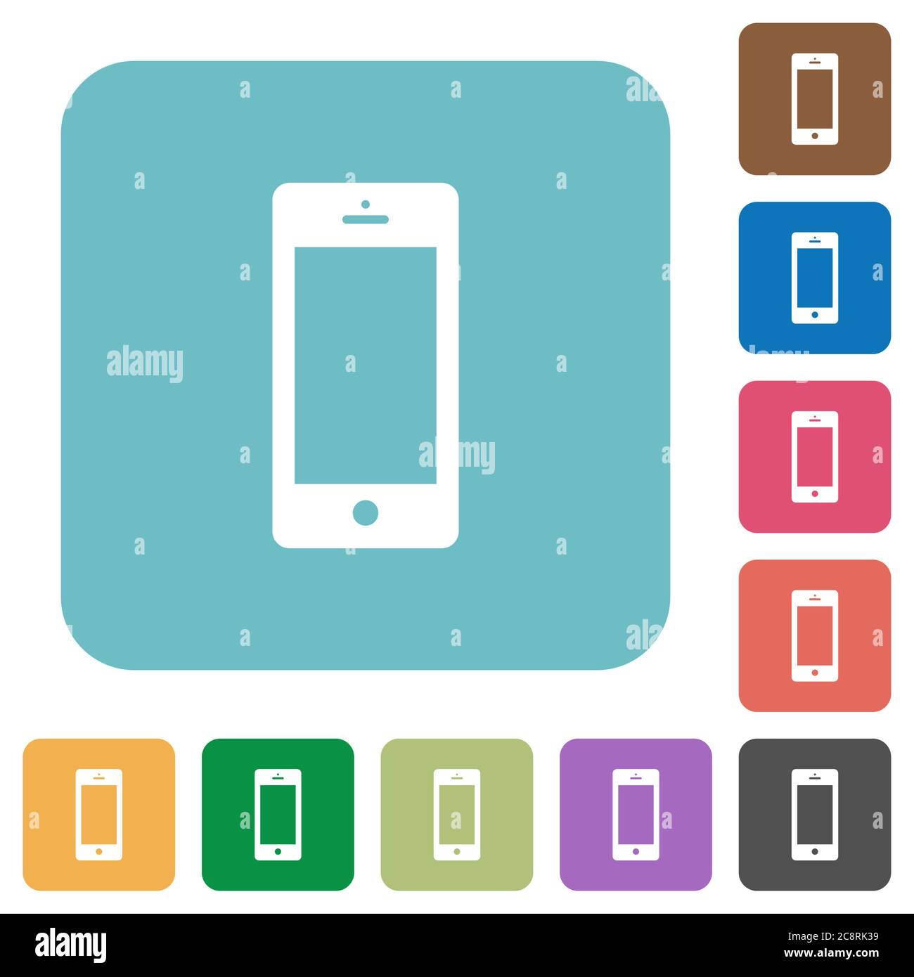 Flat cellphone icons on rounded square color backgrounds Stock Vector ...