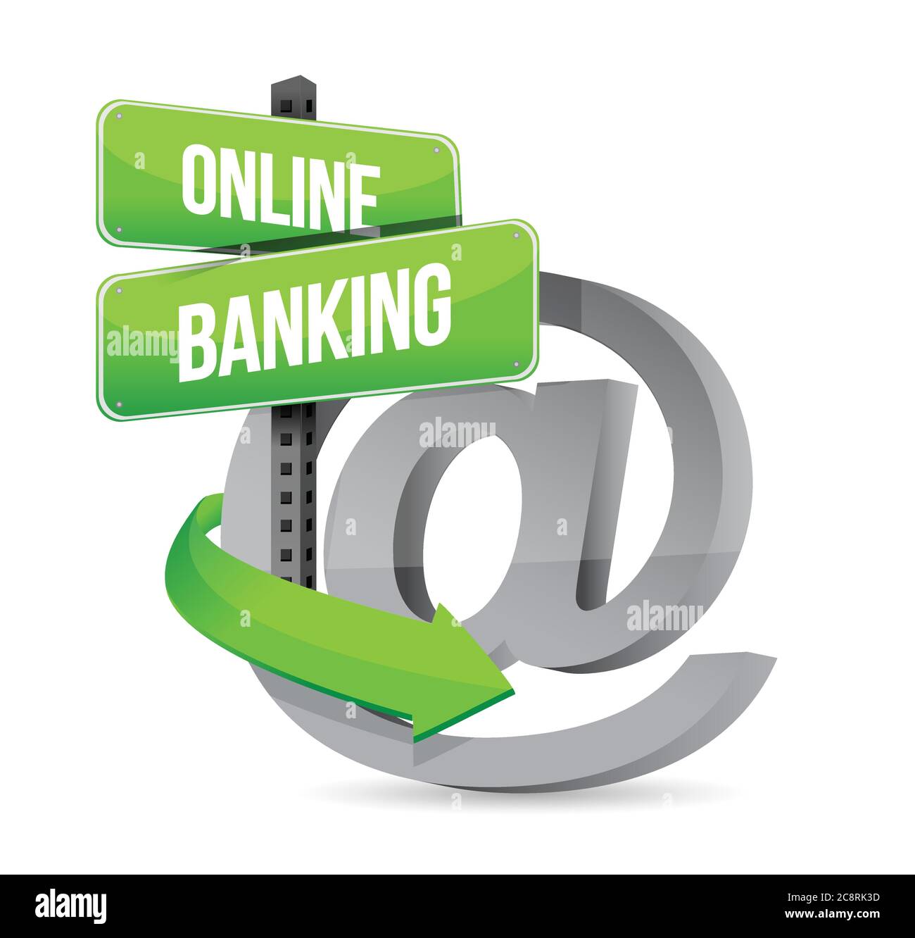 Online banking at symbol sign illustration design over a white ...