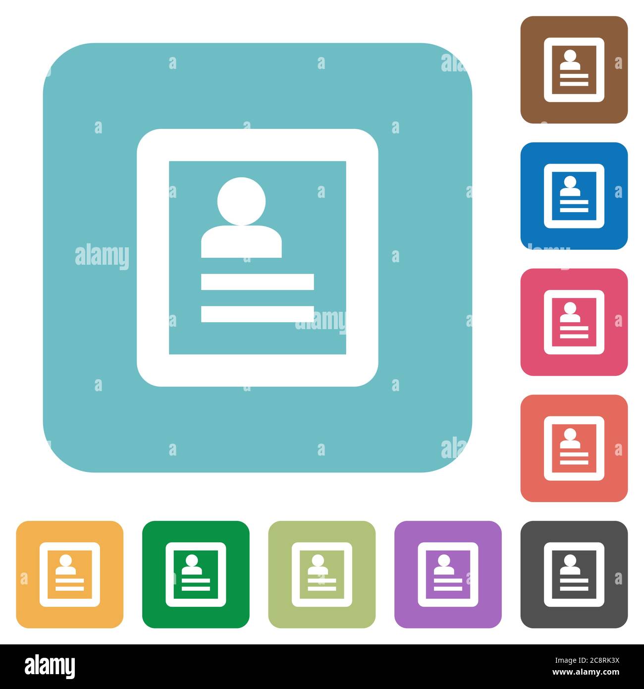Flat user profile icons on rounded square color backgrounds Stock ...