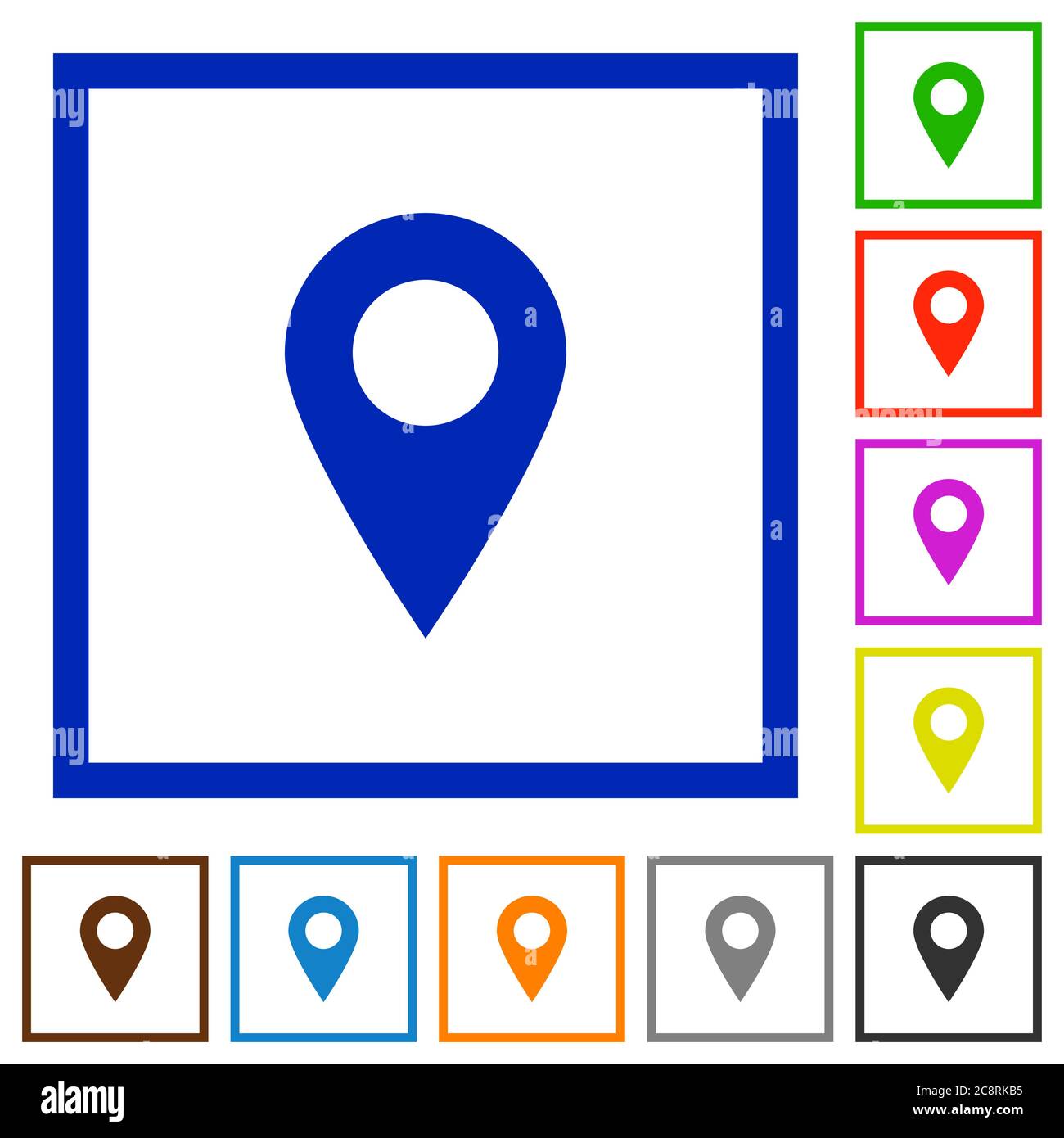 Set of color square framed Location pin flat icons Stock Vector Image ...